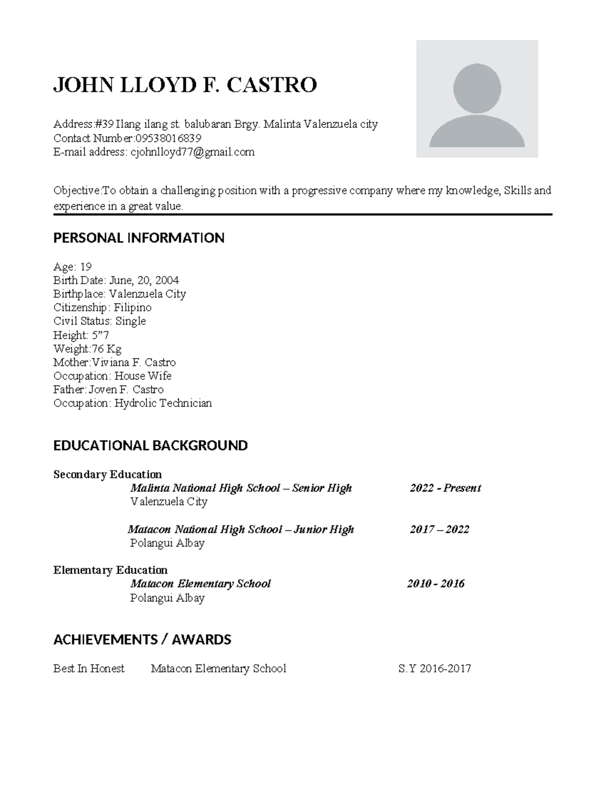 Final Resume Tiboy - Summary bs tourism management - JOHN LLOYD F ...
