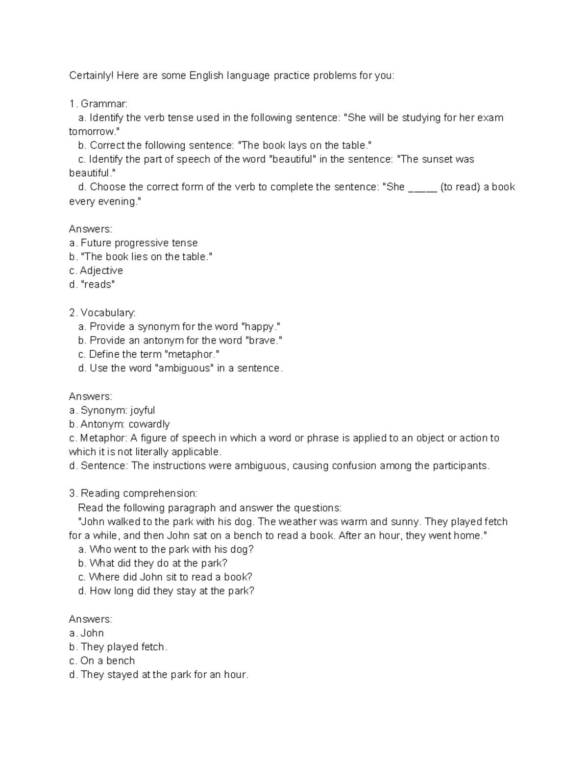 English - sdfsdfsd - Certainly! Here are some English language practice ...