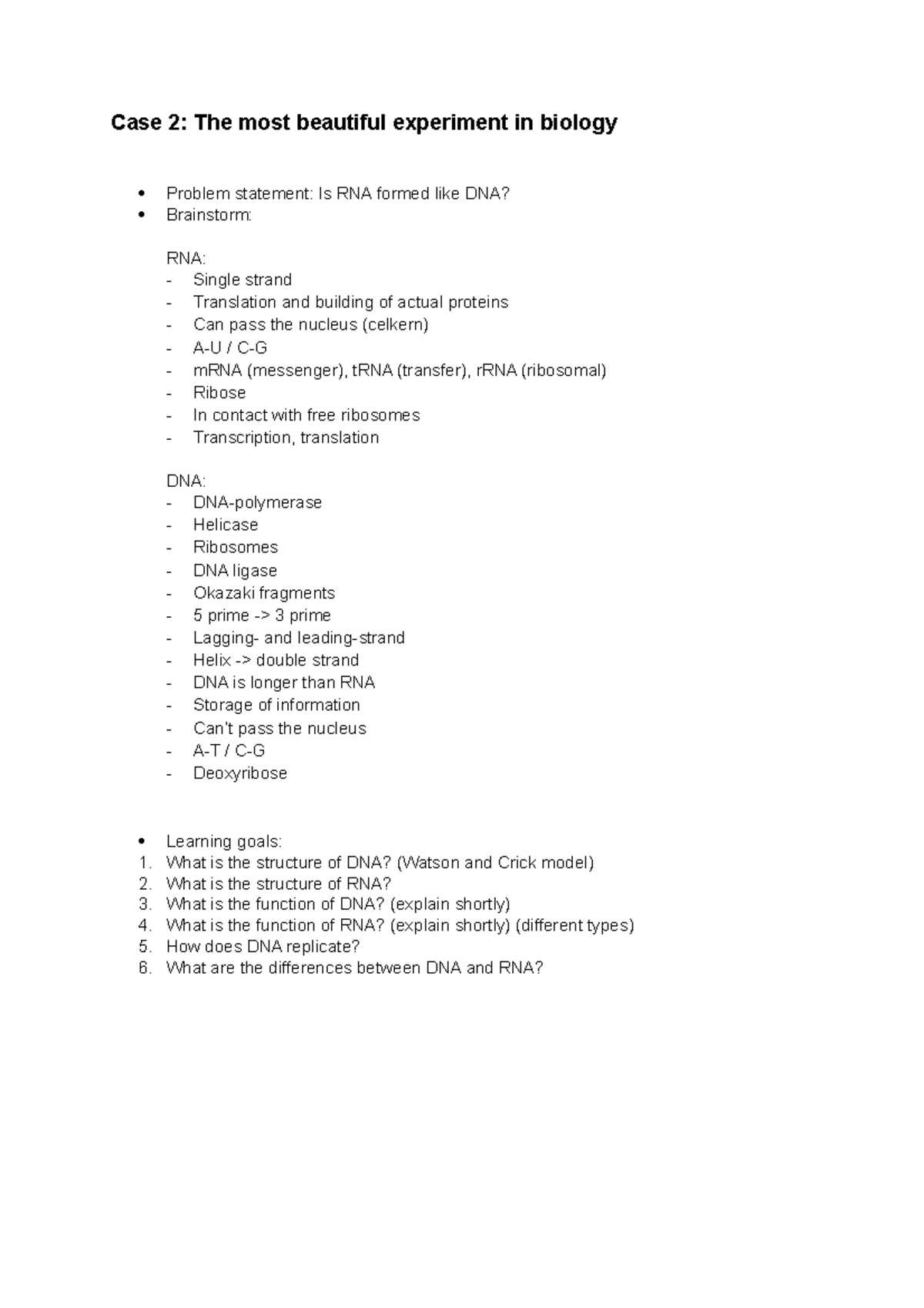 Case 2 The most beautiful experiment in biology - Case 2: The most ...