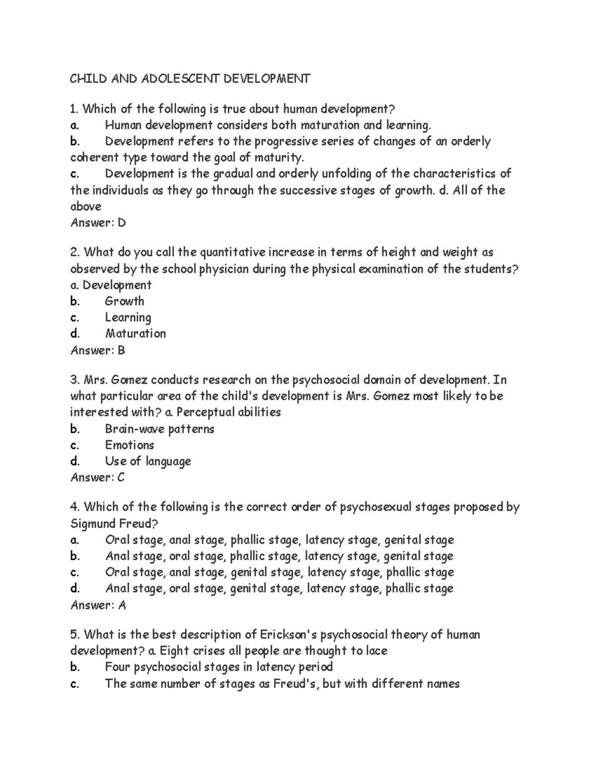 Child AND Adolescent Development - CHILD AND ADOLESCENT DEVELOPMENT ...