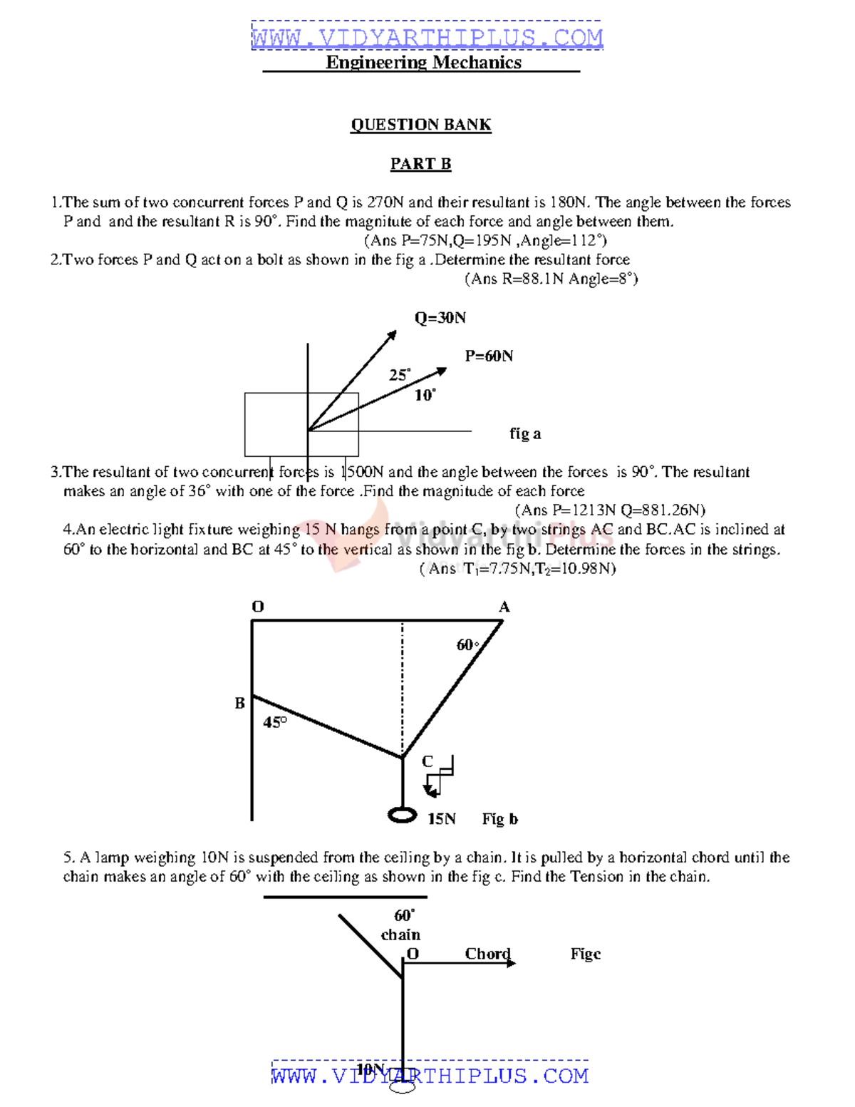 Question .Bank . Engineering Mechanics - QUESTION BANK PART B 1 sum of ...