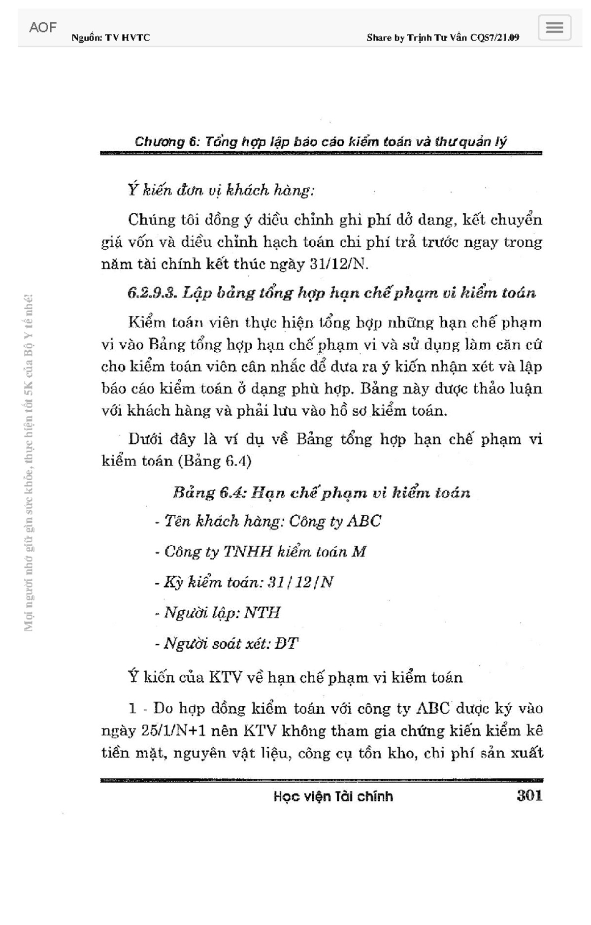 Ktbctc 7 - giáo trình kiểm toán bctc căn bản - ọ i ng ườ i nh ớ gi ữ gìn s ứ c kh ỏ e, th ự c hi ...