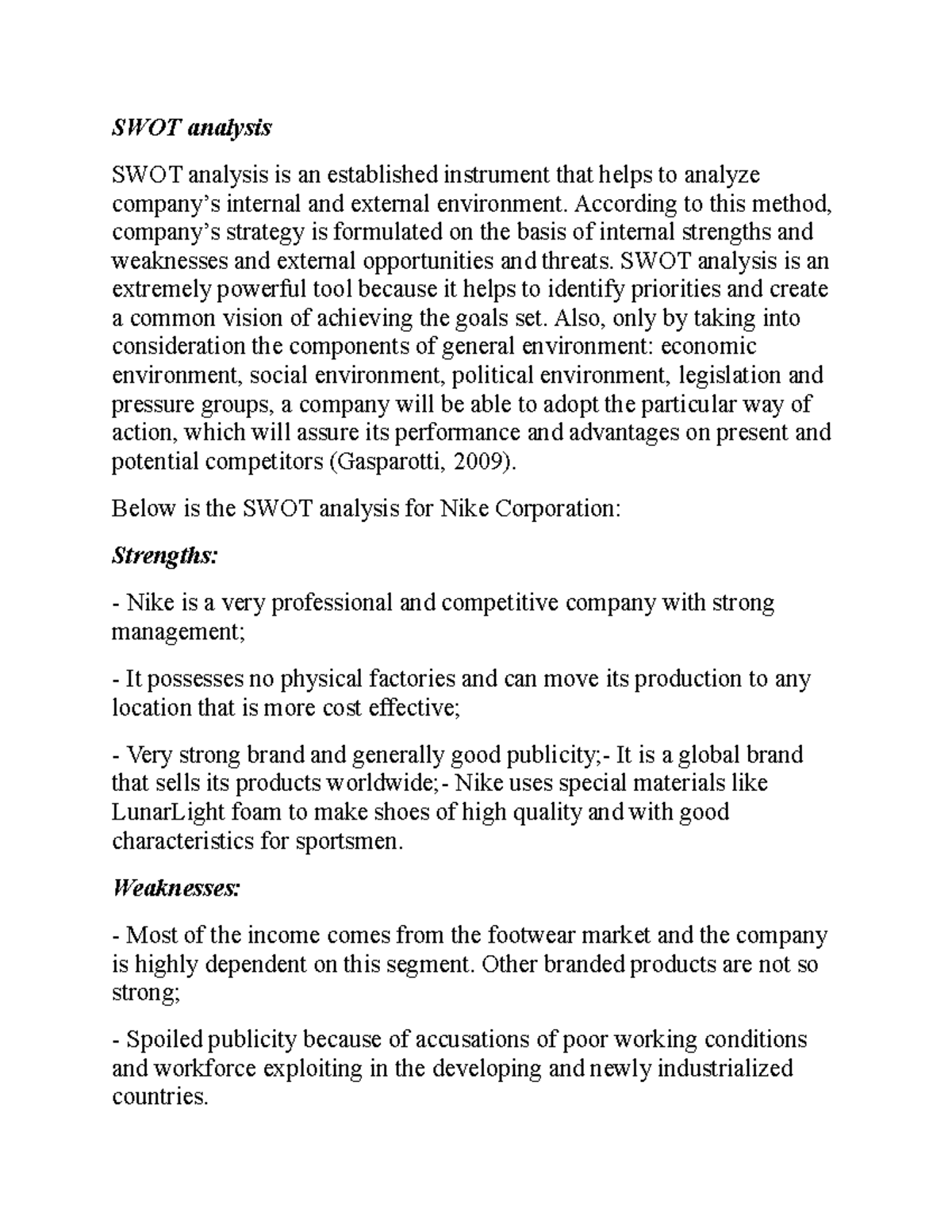 SWOT analysis - Whether it’s a bit of graphic design, engaging in ...