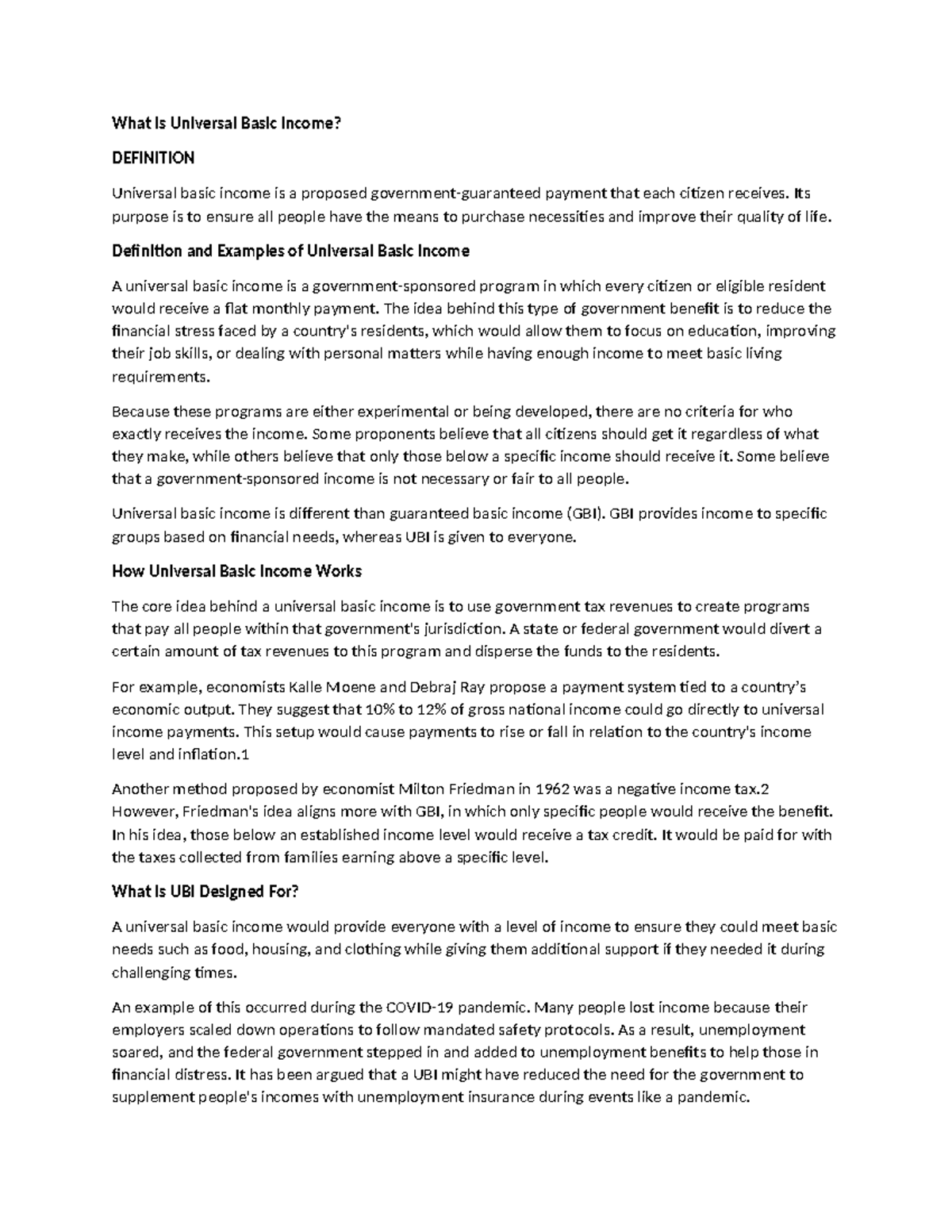 G12debate - What Is Universal Basic Income? DEFINITION Universal basic ...