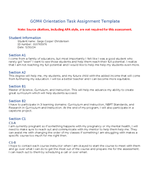 Orientation Task Template - GOM4 Orientation Task Assignment Template Note: Source citations ...