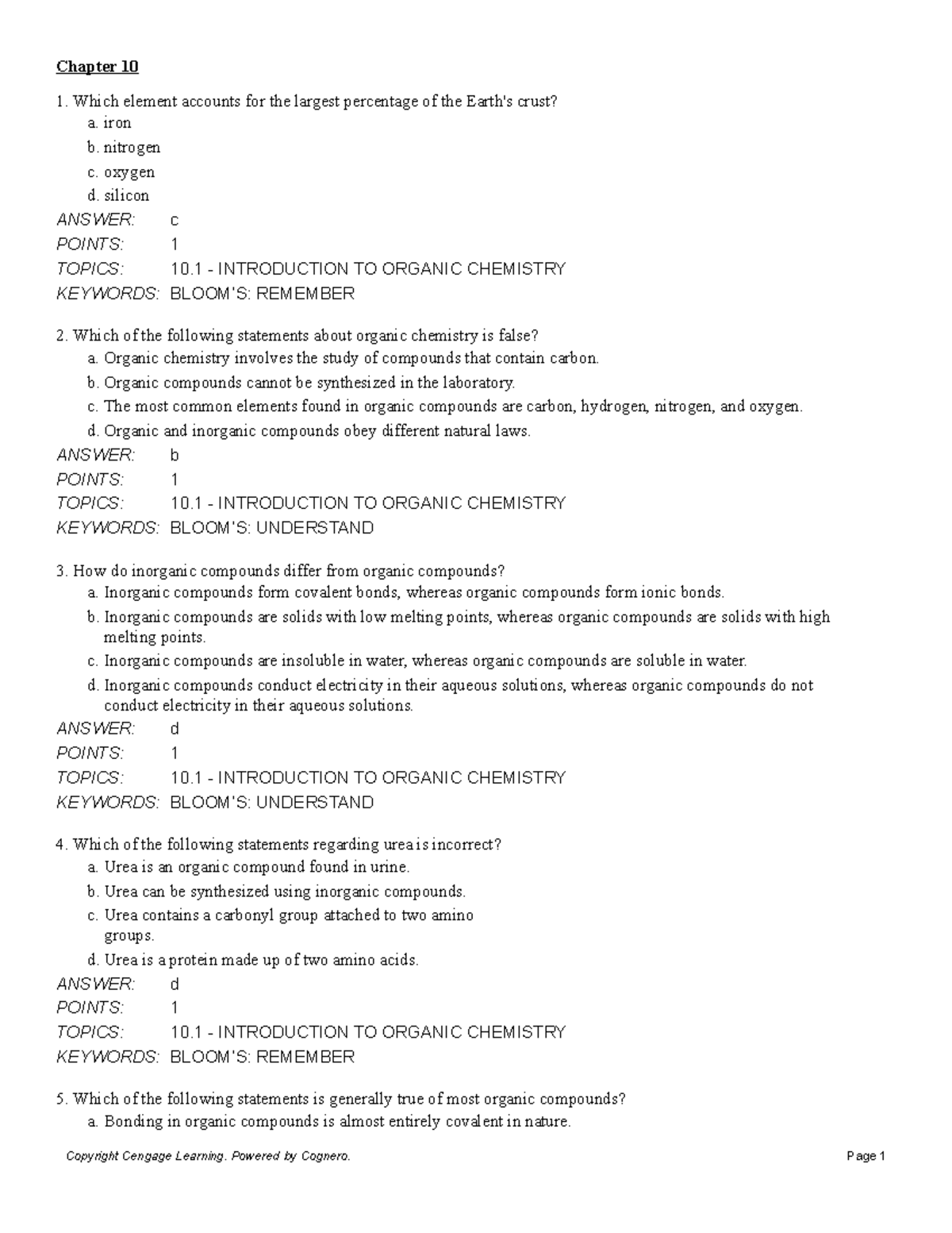 Chapter 10 - Chem questions for chap 10 - Which element accounts for ...