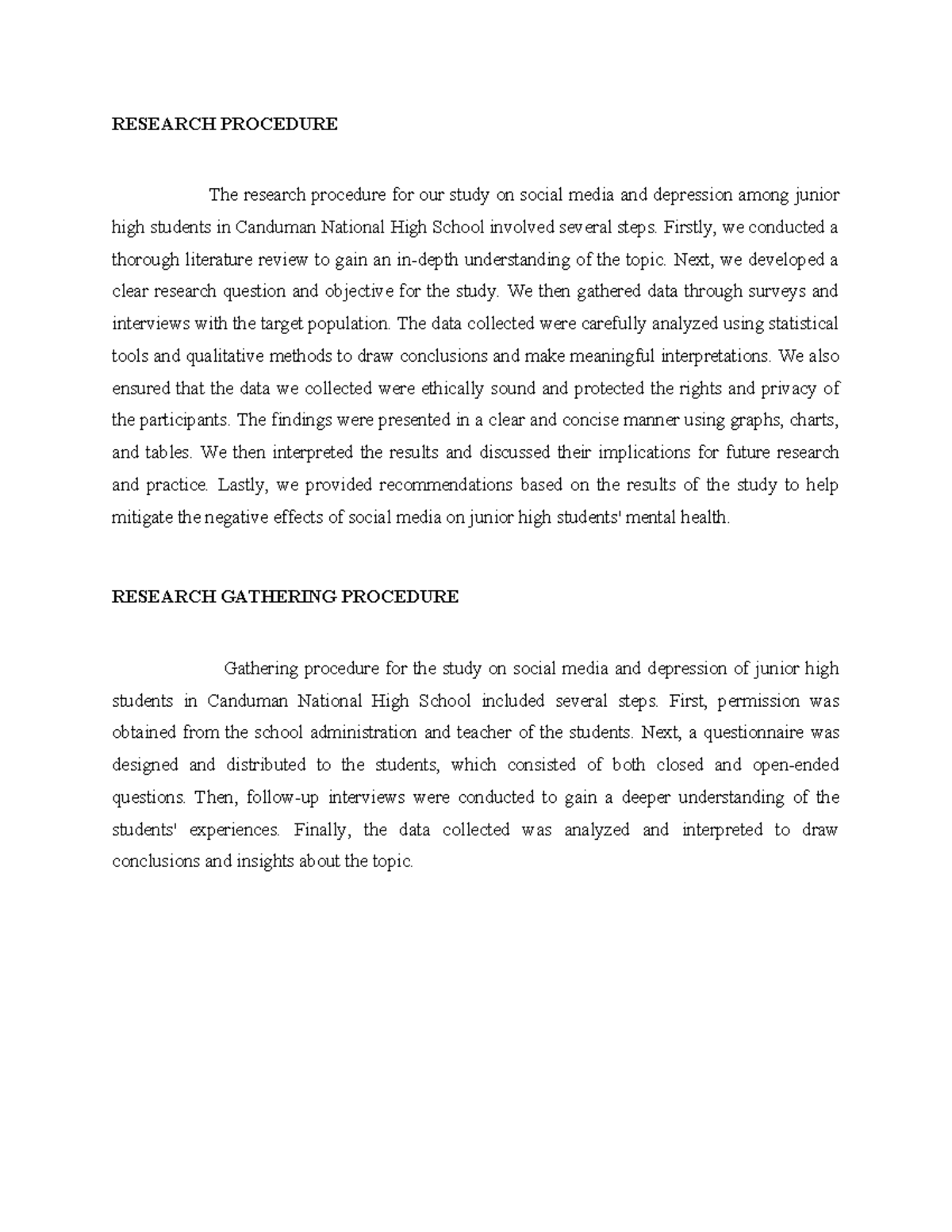 Research- Procedure-2 - RESEARCH PROCEDURE The research procedure for ...