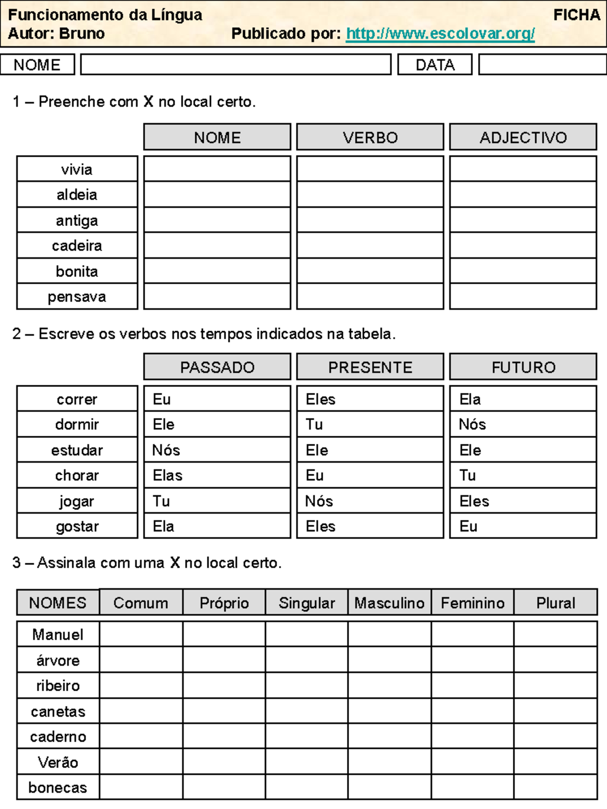 Gramatica tudo fichas - Recursos - Autor: Bruno Publicado por ...