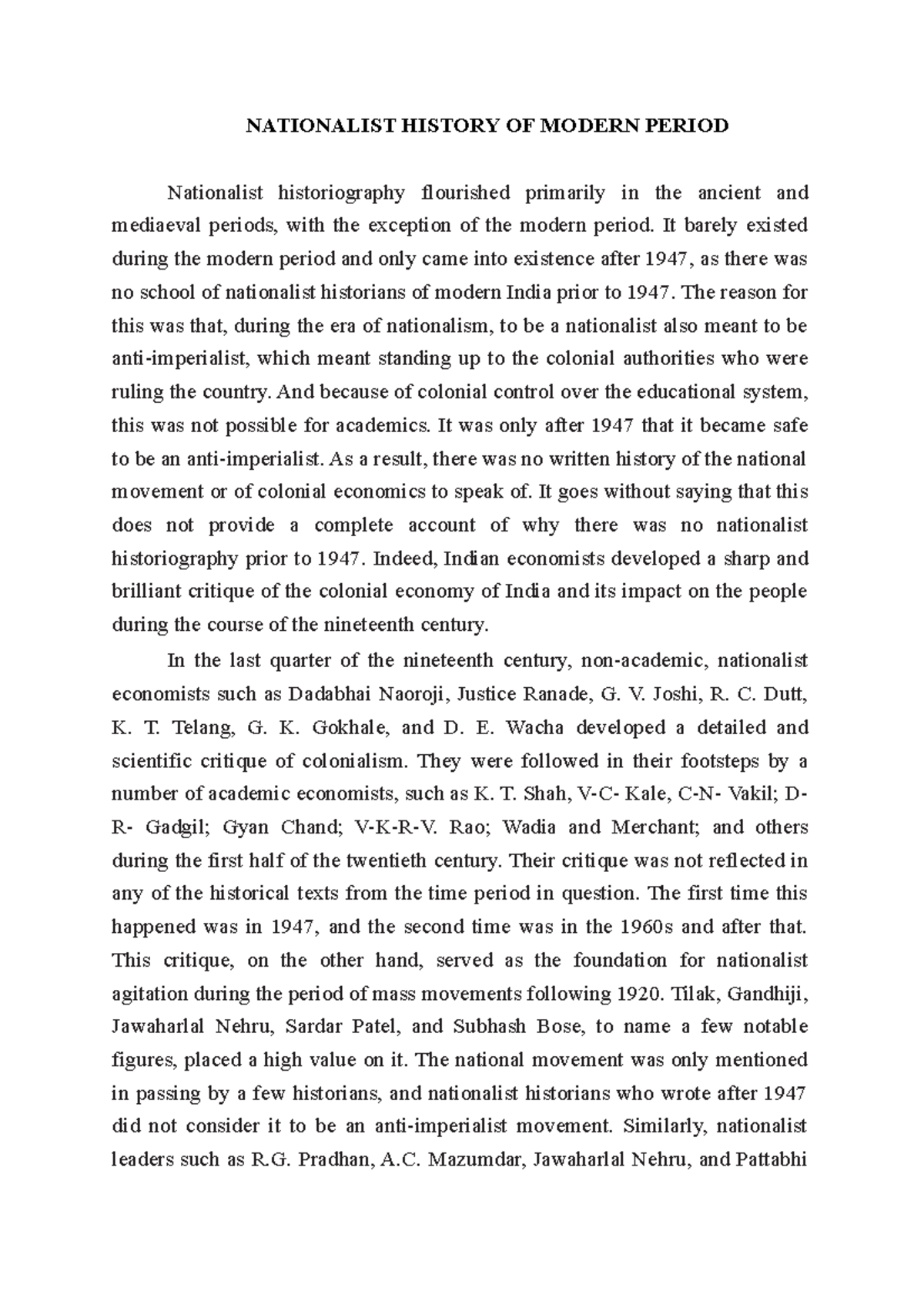 Nationalist history of modern period - NATIONALIST HISTORY OF MODERN ...