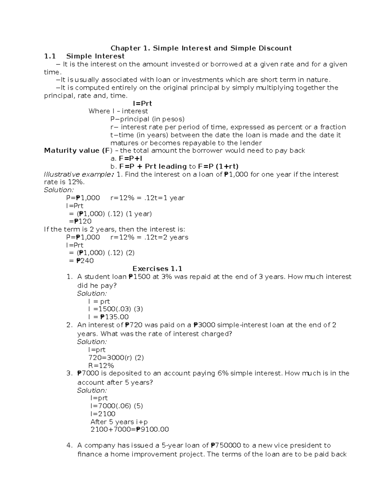 310318610-Math-Lessons - Chapter 1. Simple Interest and Simple Discount ...
