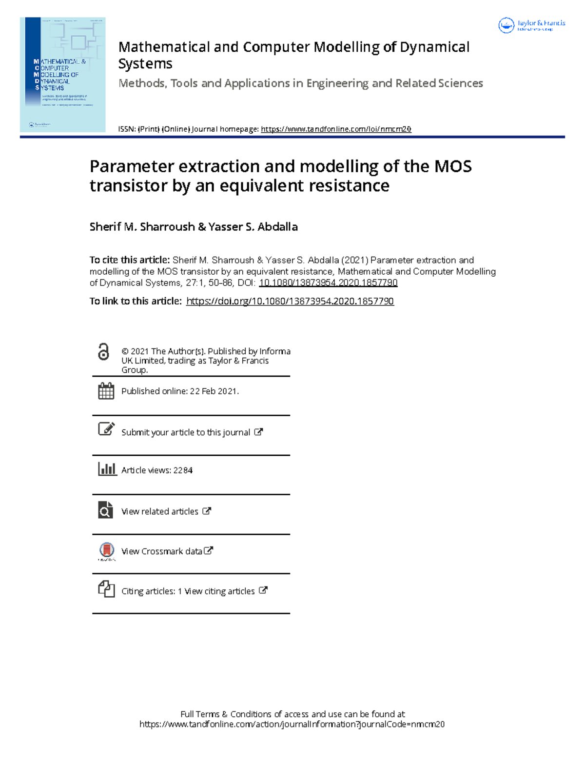 Parameter extraction and modelling of the MOS transistor by an ...