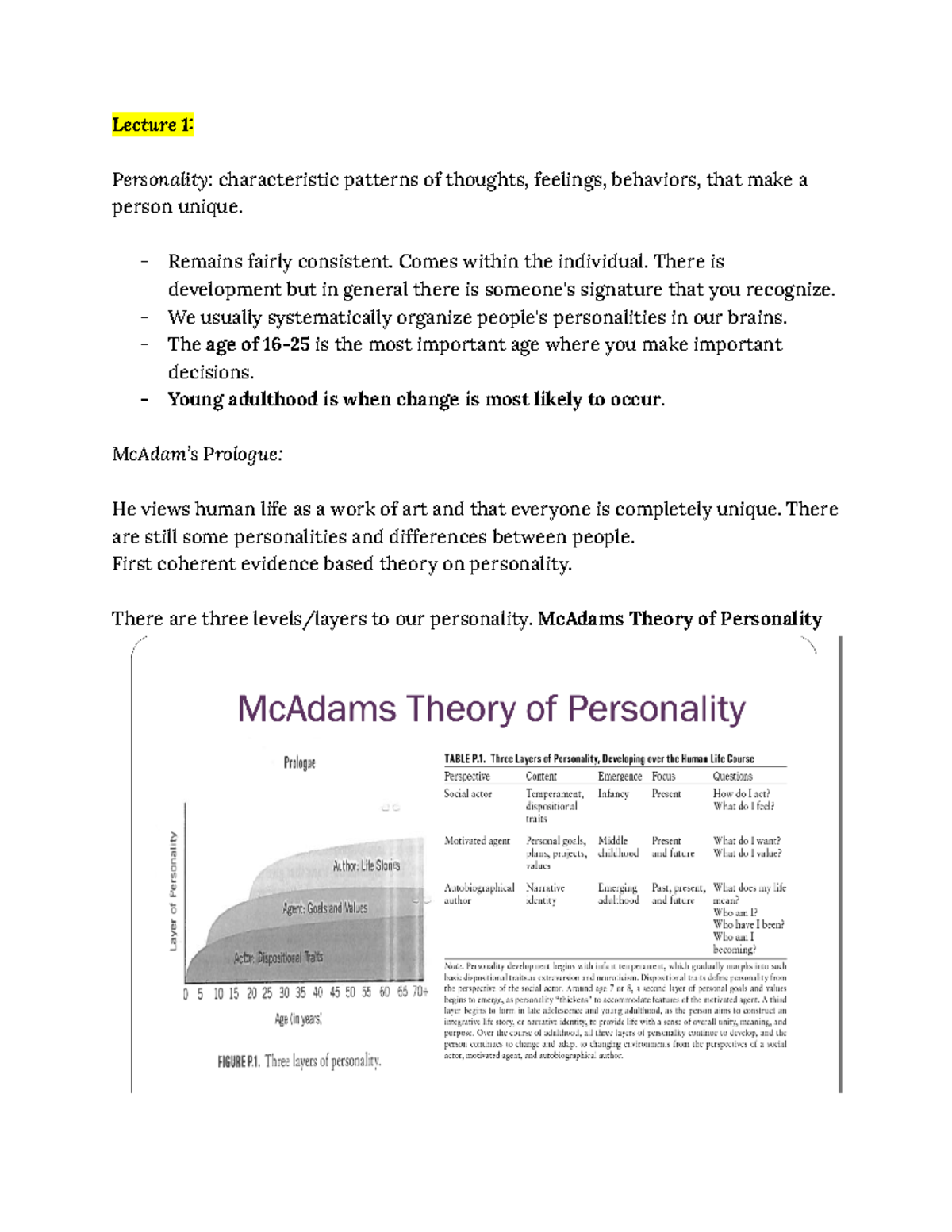 Psyc 321 midterm notes - Lecture 1 Personality: characteristic patterns ...