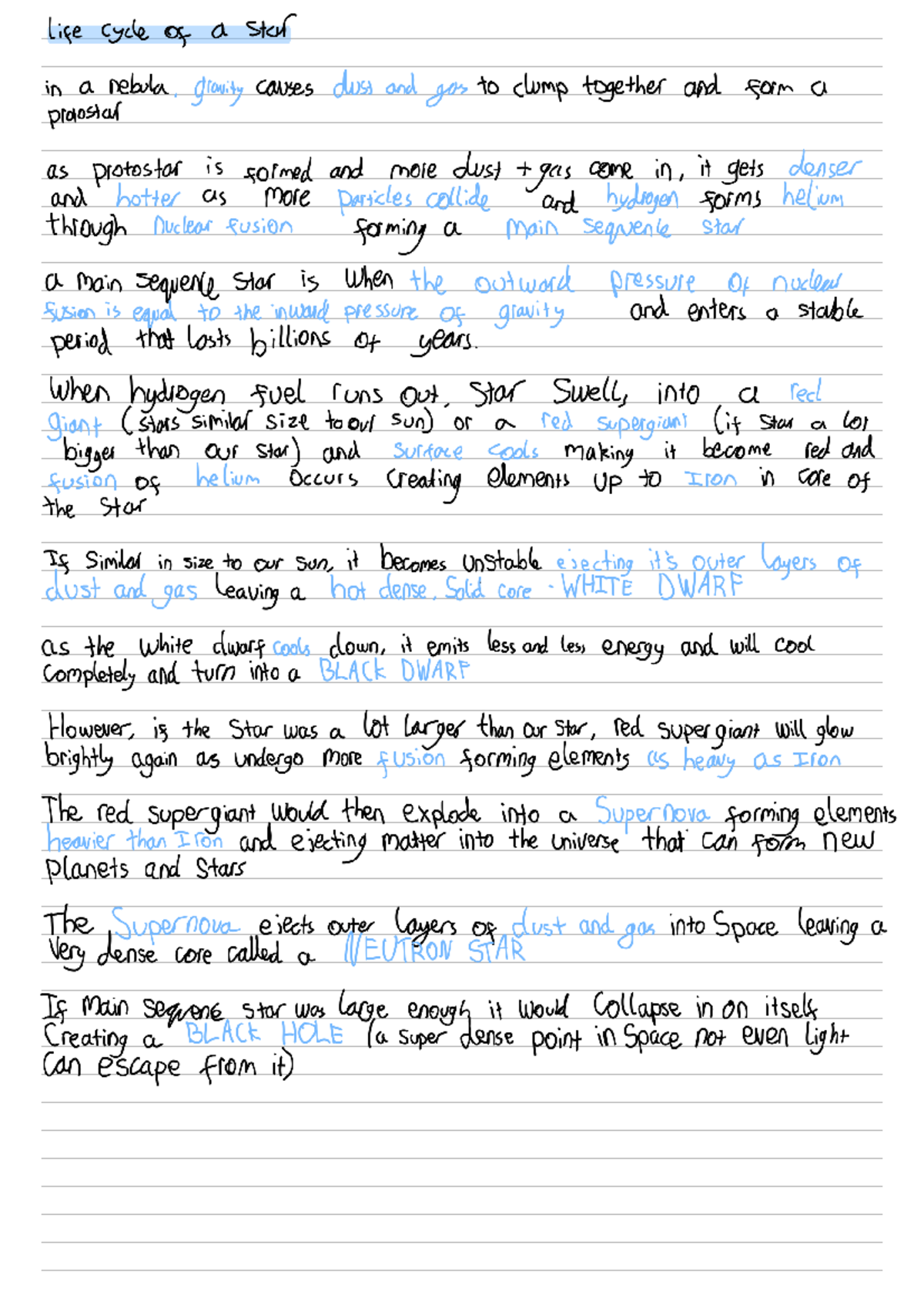 Life cycle of a star GCSE AQA - Free Lined Graph Paper from incompetech ...