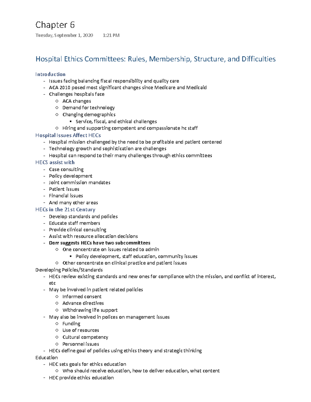 Chapter 6 notes - Healthcare Ethics Committees: Roles, Memberships ...
