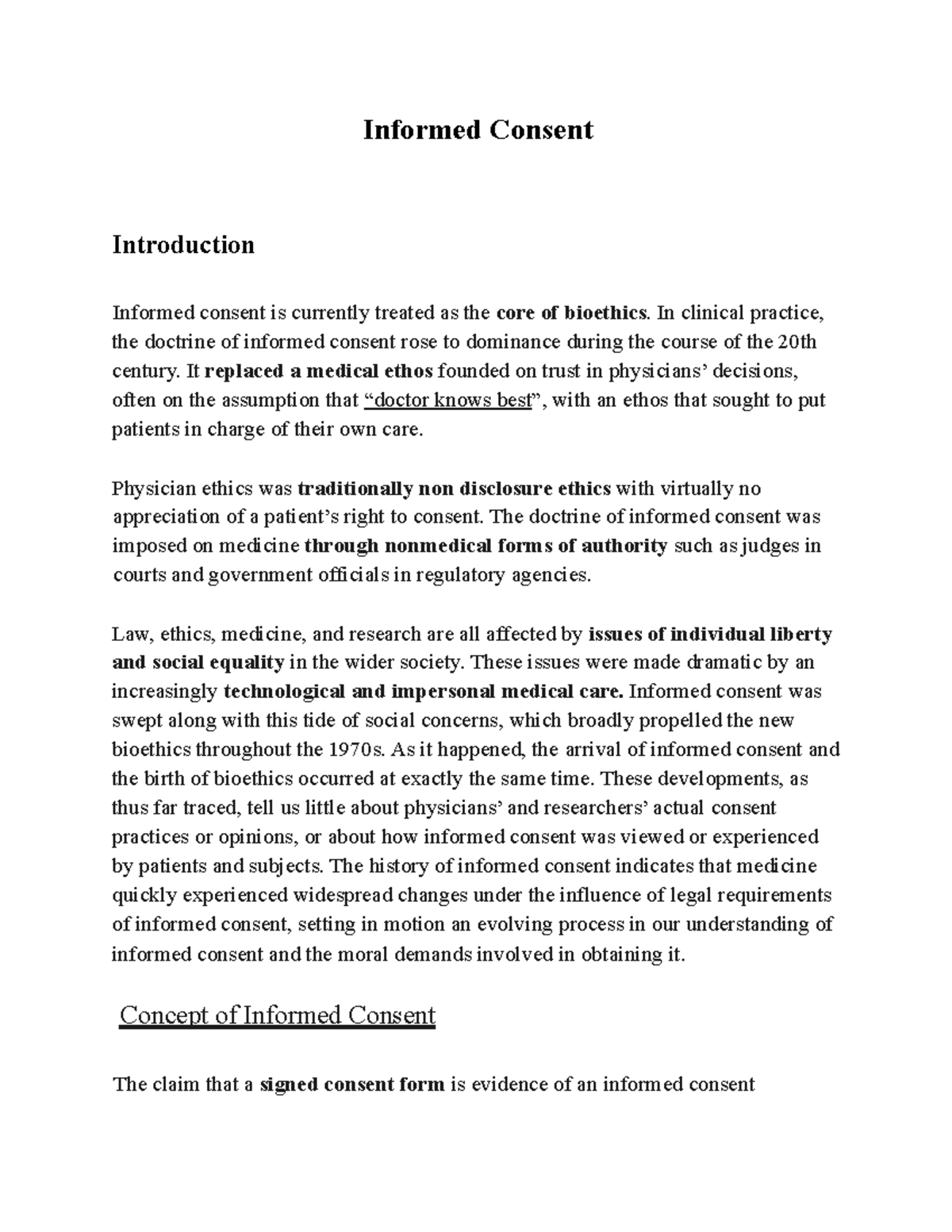 Informed Consent - philosophy sem 4 imp topic (GE) - Informed Consent ...