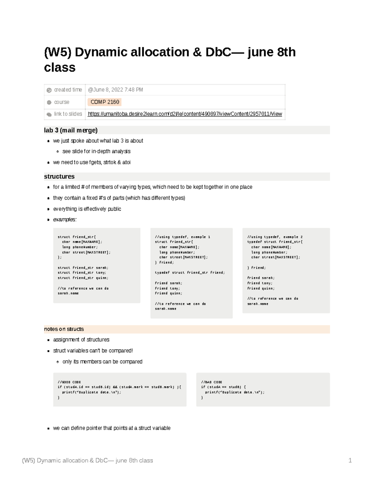 (W5) Dynamic allocation Db C june 8th class - (W5) Dynamic allocation & DbC— june 8th class ...