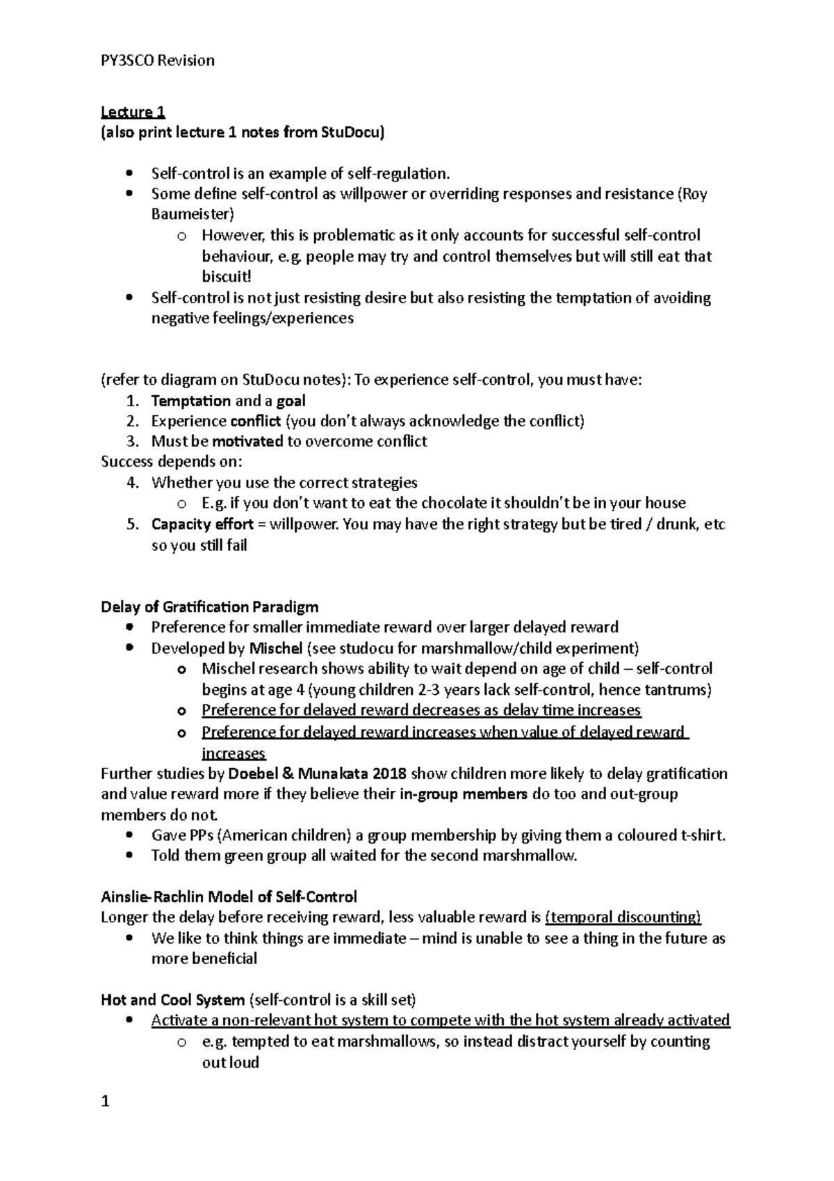 Lecture 1 notes - PY3SCO Revision Lecture 1 (also print lecture 1 notes ...