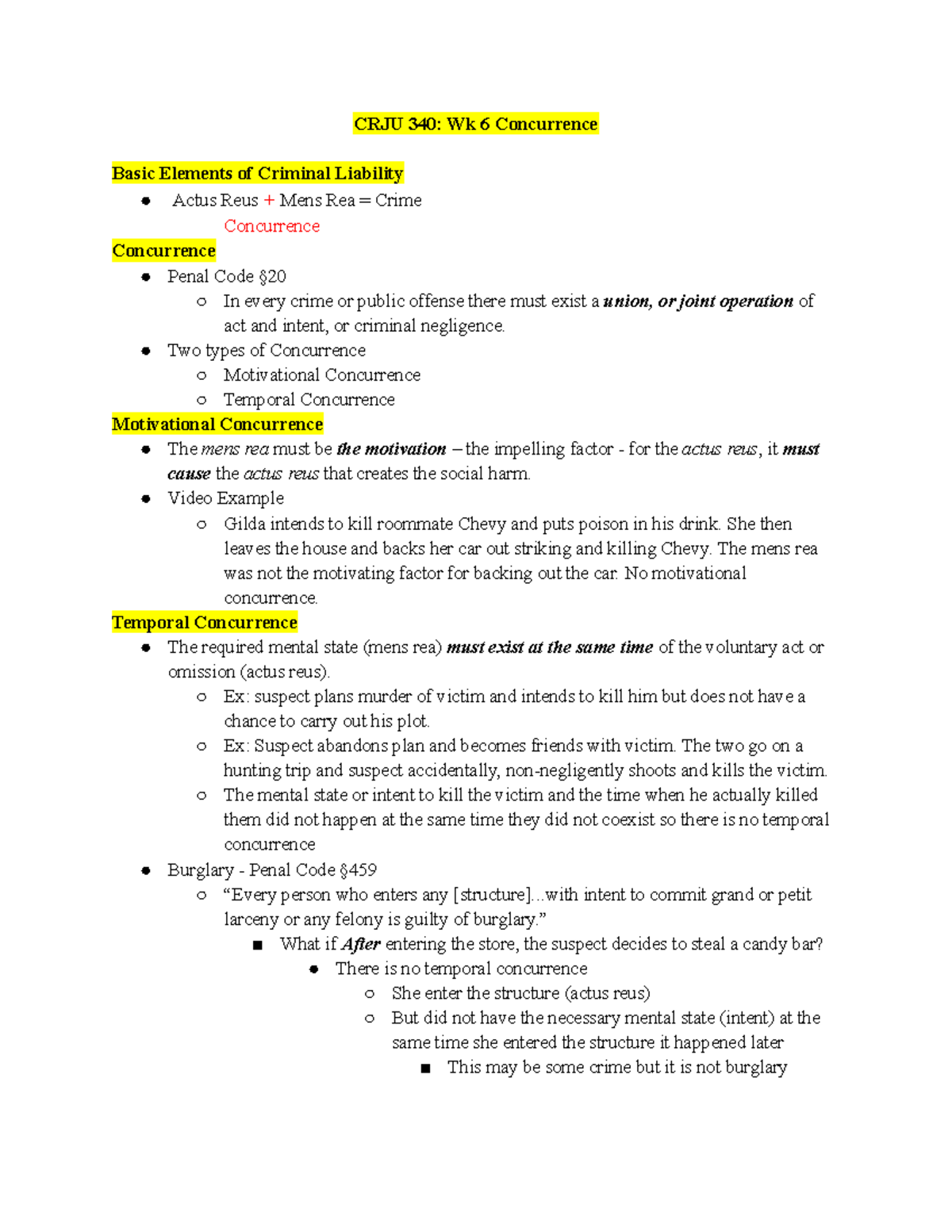 CRJU 340 Wk 6 Concurrence - CRJU 340: Wk 6 Concurrence Basic Elements ...