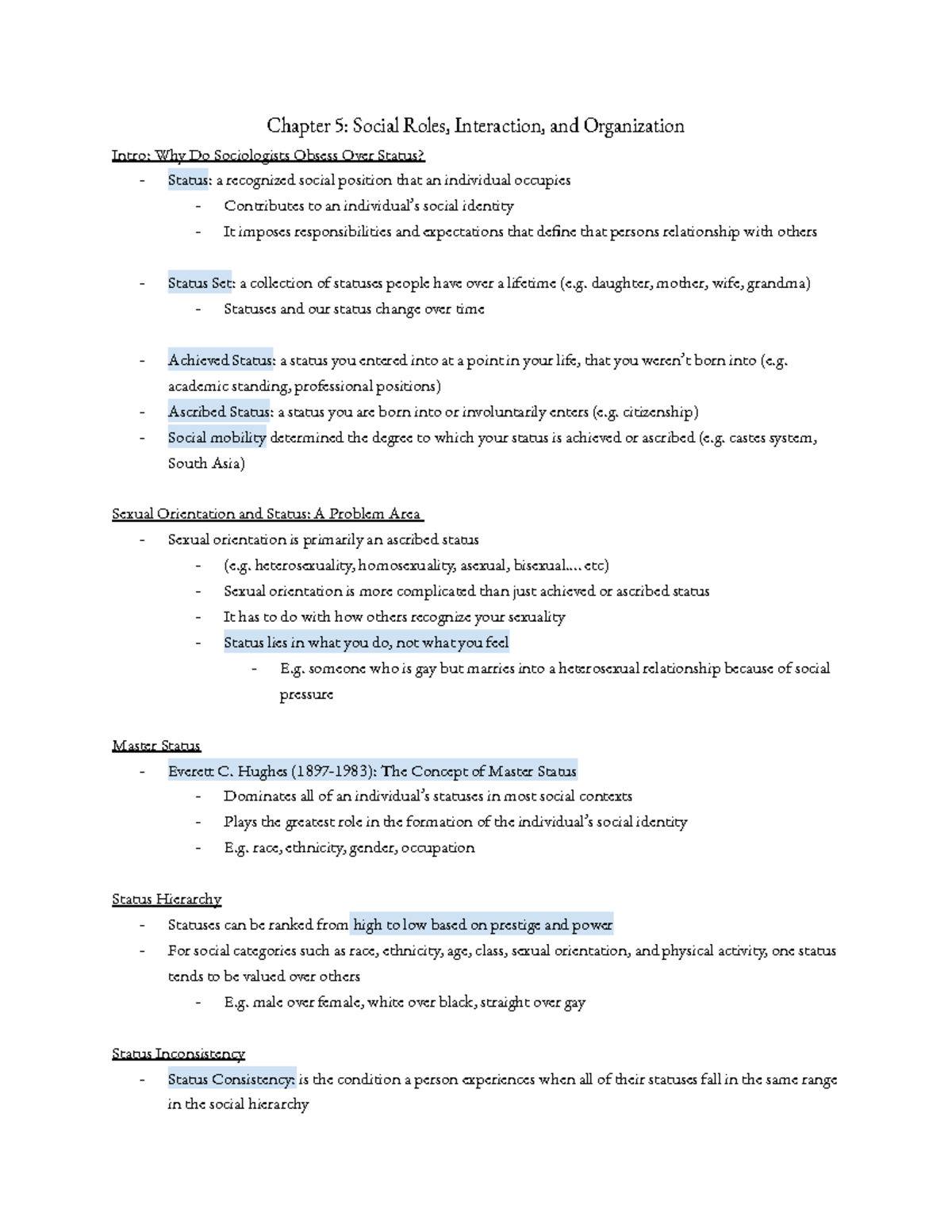 Sociology 100 Lecture notes Chapter 5 - Soc100 - UAlberta - Studocu