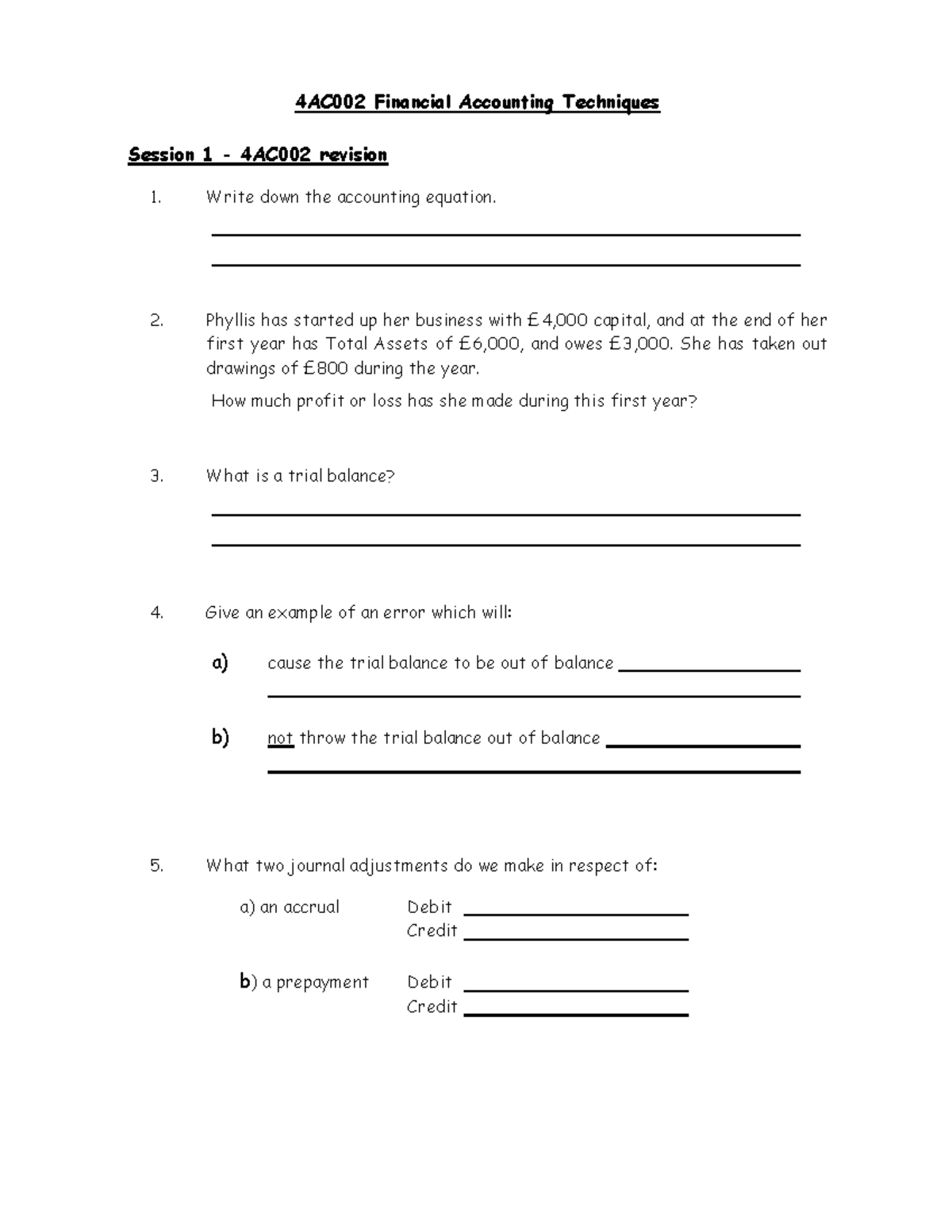Revision Quiz - 4AC002 - Financial Accounting Techniques - 4AC002 ...
