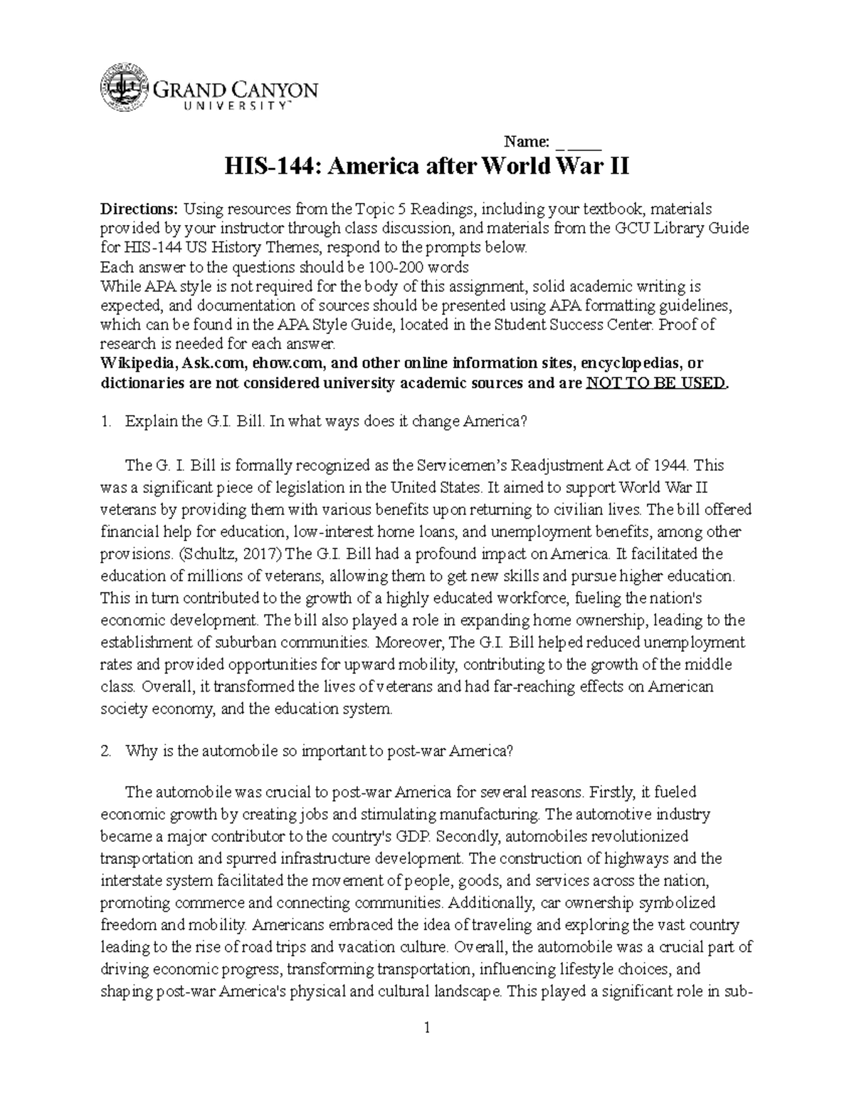 HIS-144-RS-America after WWII Worksheet - Name: _ ____ HIS-144: America ...