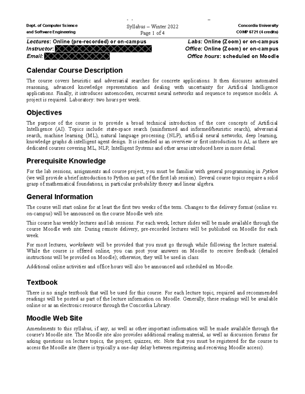 course_outline_comp6721_w2022 copy.pdf - COMP 472 - Concordia - Studocu