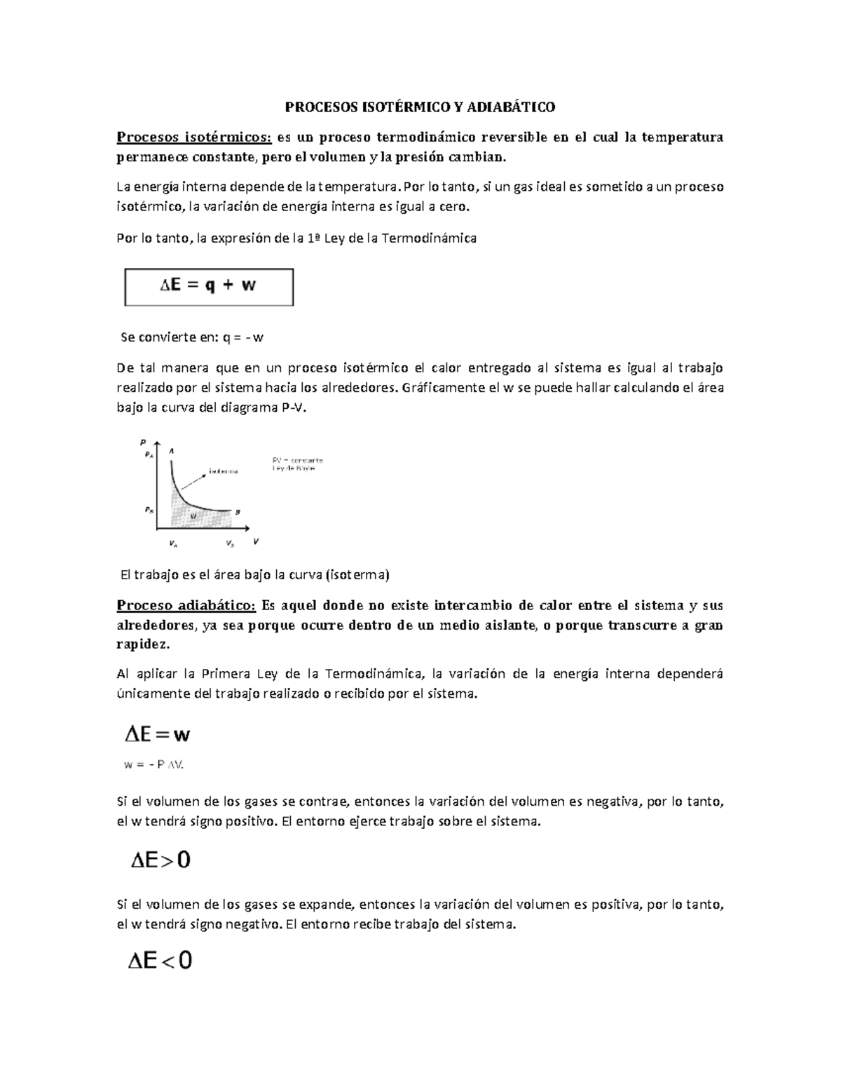 Procesos Isotérmico Y Adiabático - PROCESOS ISOT.. Y ADIAB¡TICO Procesos isotÈrmicos: es un ...
