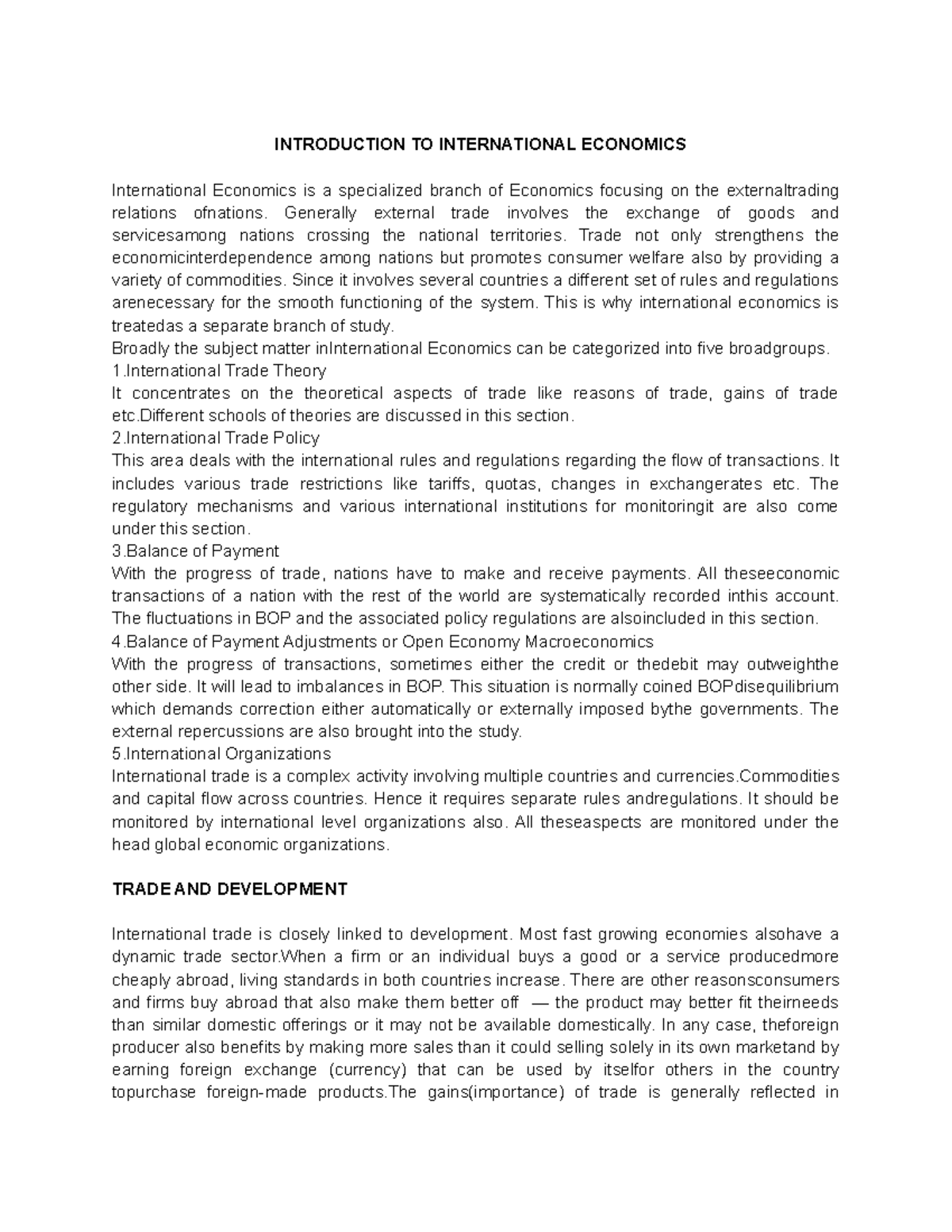 Introduction TO International Economics - INTRODUCTION TO INTERNATIONAL ...