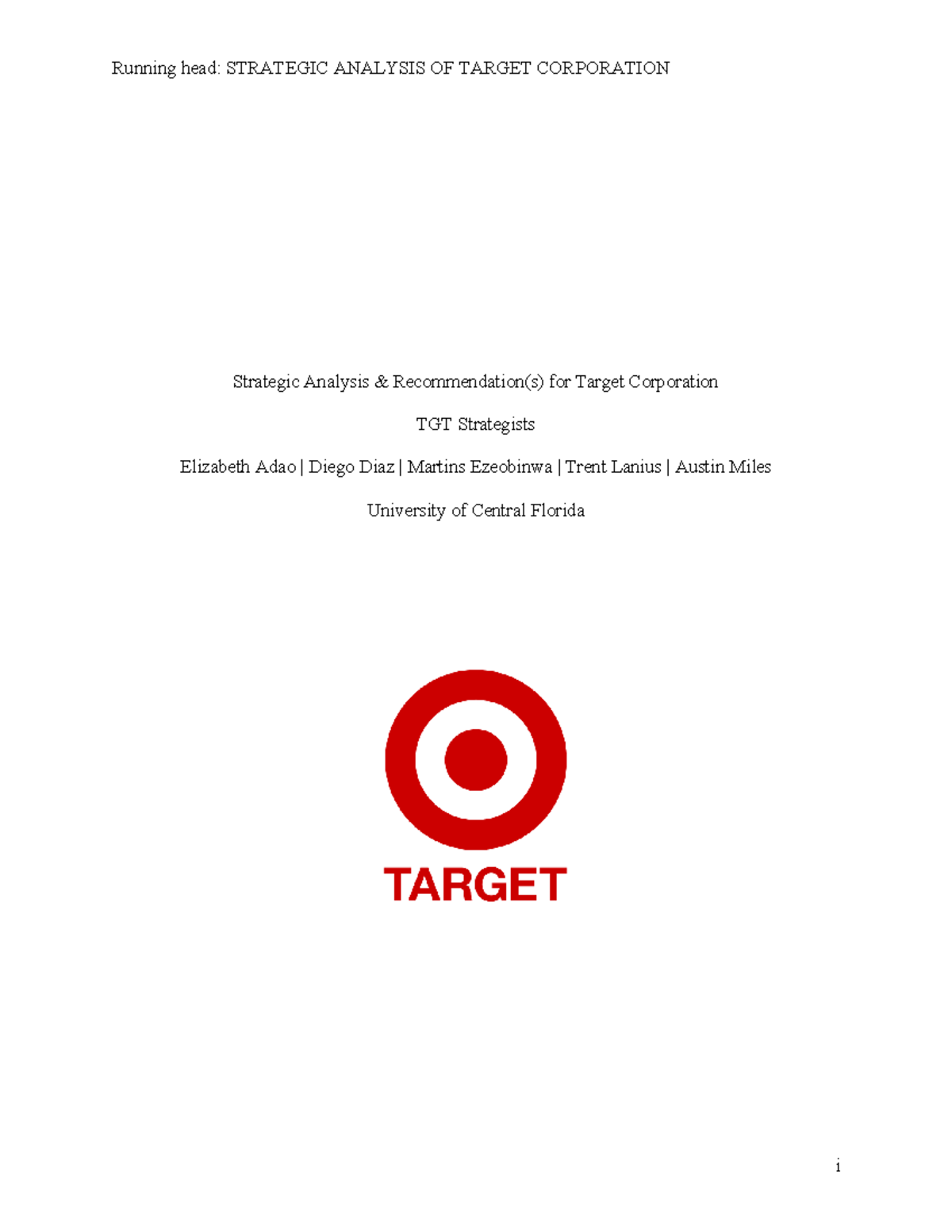 Strategic Analysis Report & Recommendation(s) for Target Corporation ...
