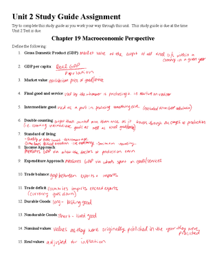 Macro Unit 3 Study Guide Assignment - Unit Study 3 Guide Assignment Try to complete this study ...