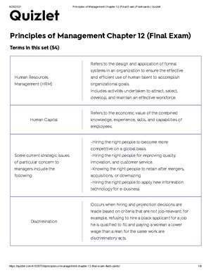 Principles of Management Final Prep Flashcards Quizlet - True True or ...
