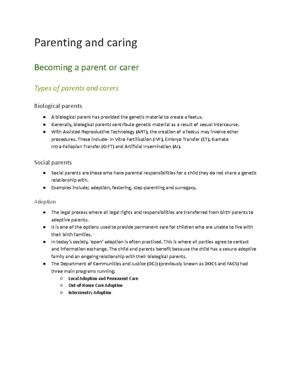 Parenting and caring - Parenting and caring Becoming a parent or carer ...