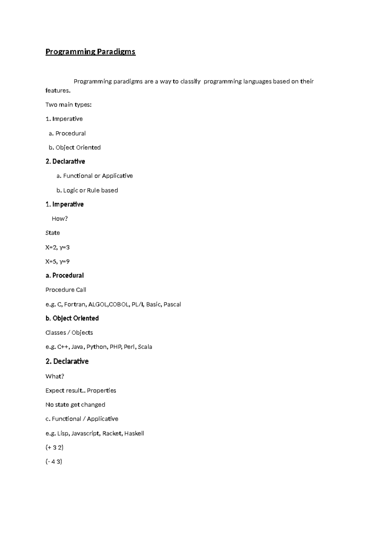 Pp module 2 cst 424 - Programming Paradigms Programming paradigms are a way to classify ...