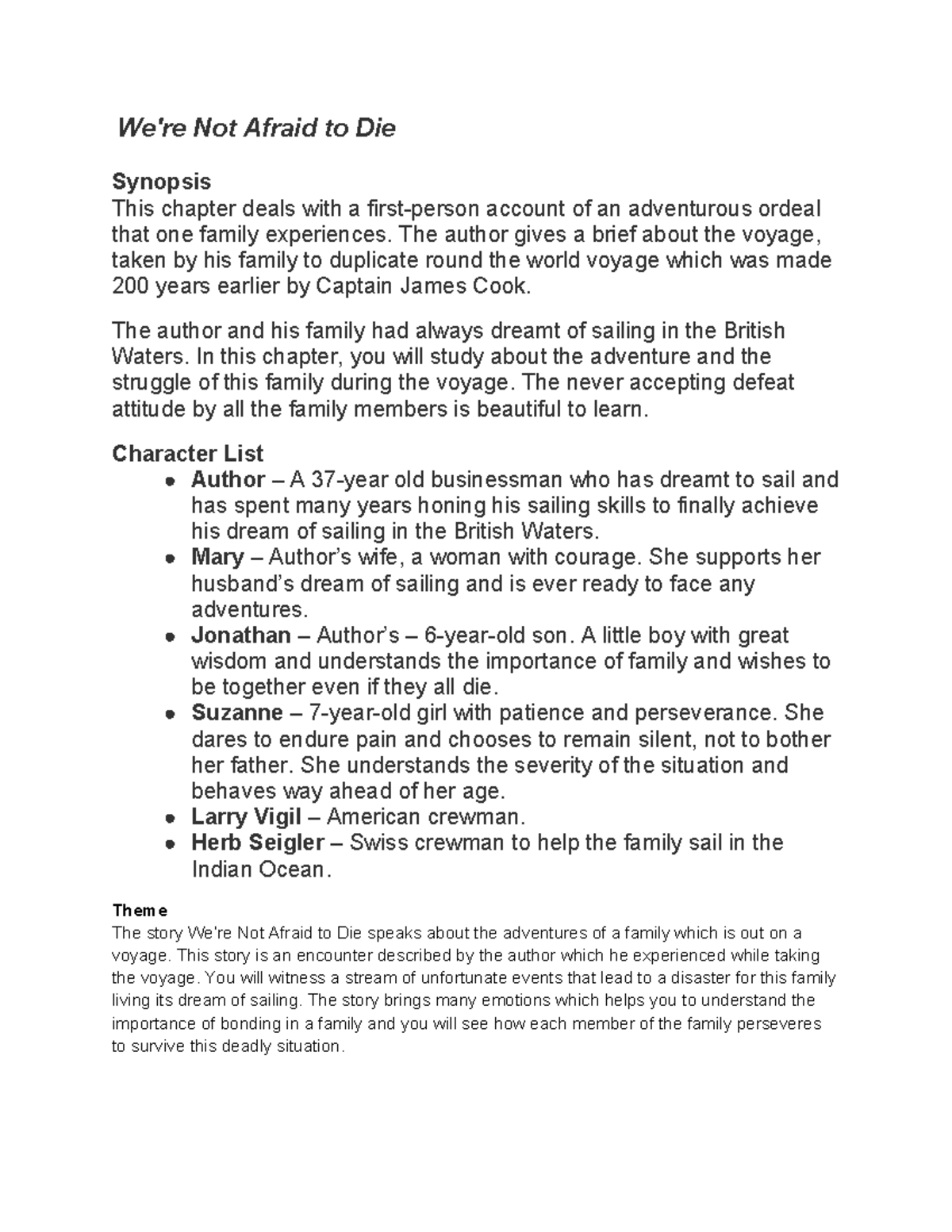 We're Not Afraid to Die - Notes - We're Not Afraid to Die Synopsis This ...