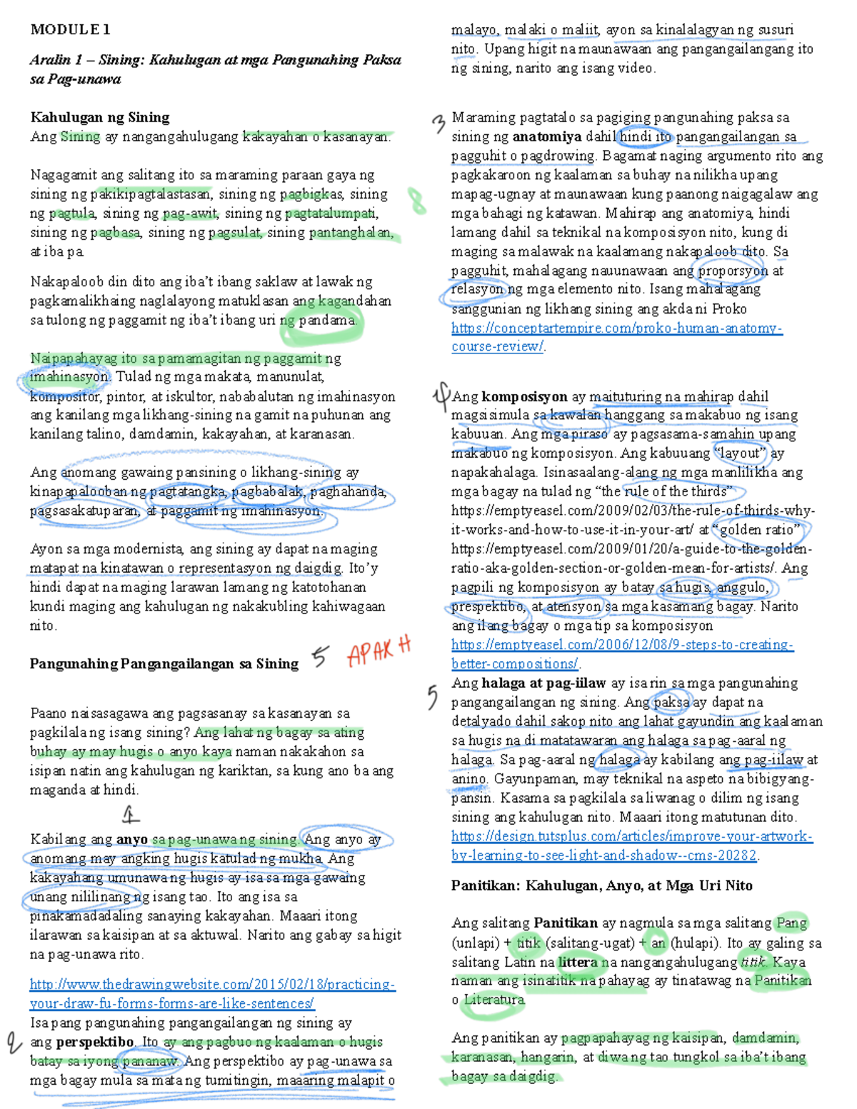 Malikhain-M1-M3 - MODULE 1 Aralin 1 – Sining: Kahulugan at mga Pangunahing Paksa sa Pag-unawa ...
