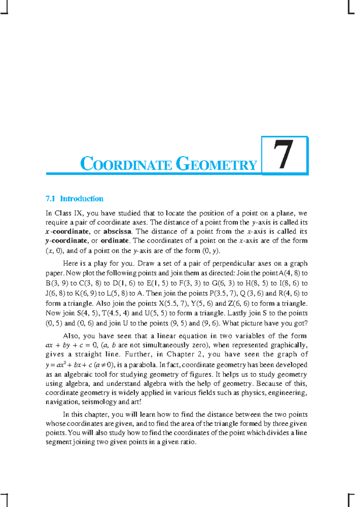 Jemh107 - Good notes - C OORDINATE G EOMETRY 155 7 7 Introduction In ...