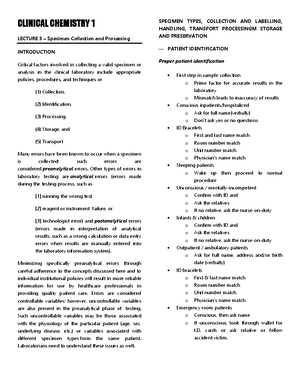 compiled notes____ - Clinical Chemistry 1 - Studocu