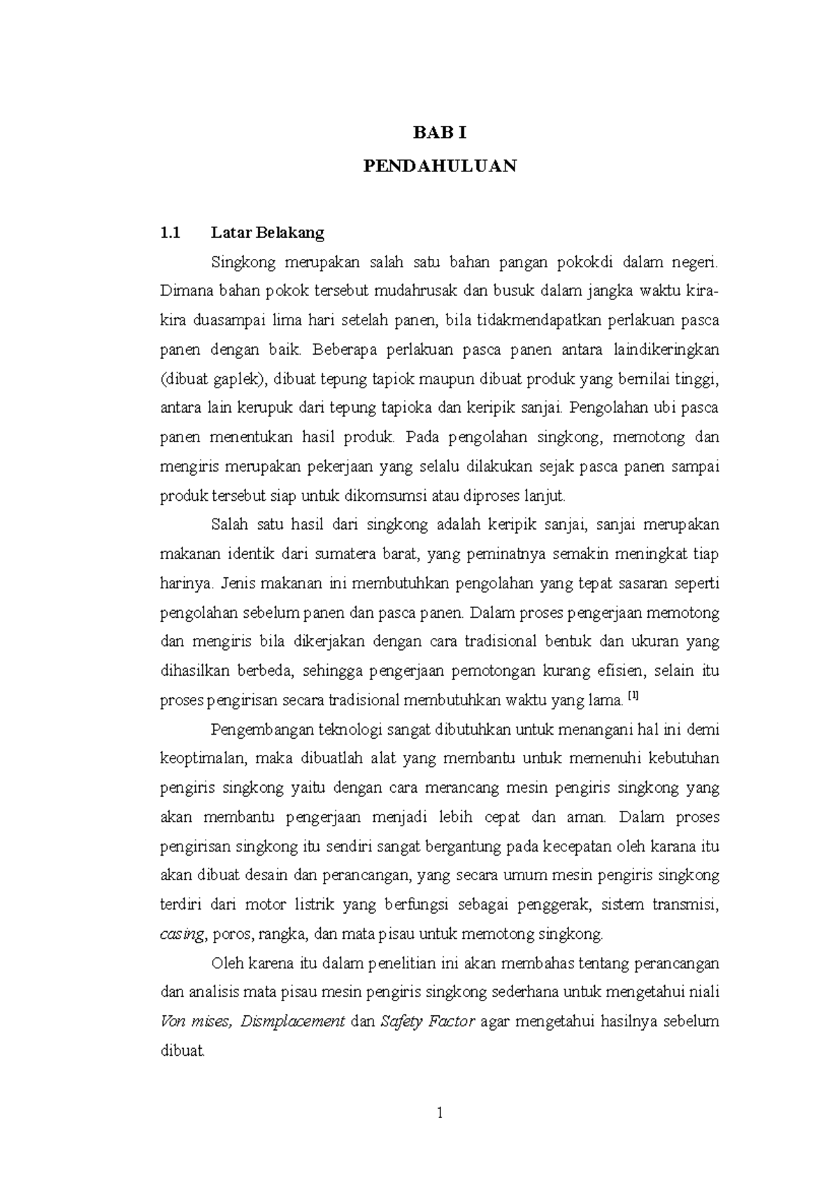 11. BAB I - CAPSTONE DESIGN - BAB I PENDAHULUAN 1 Latar Belakang ...