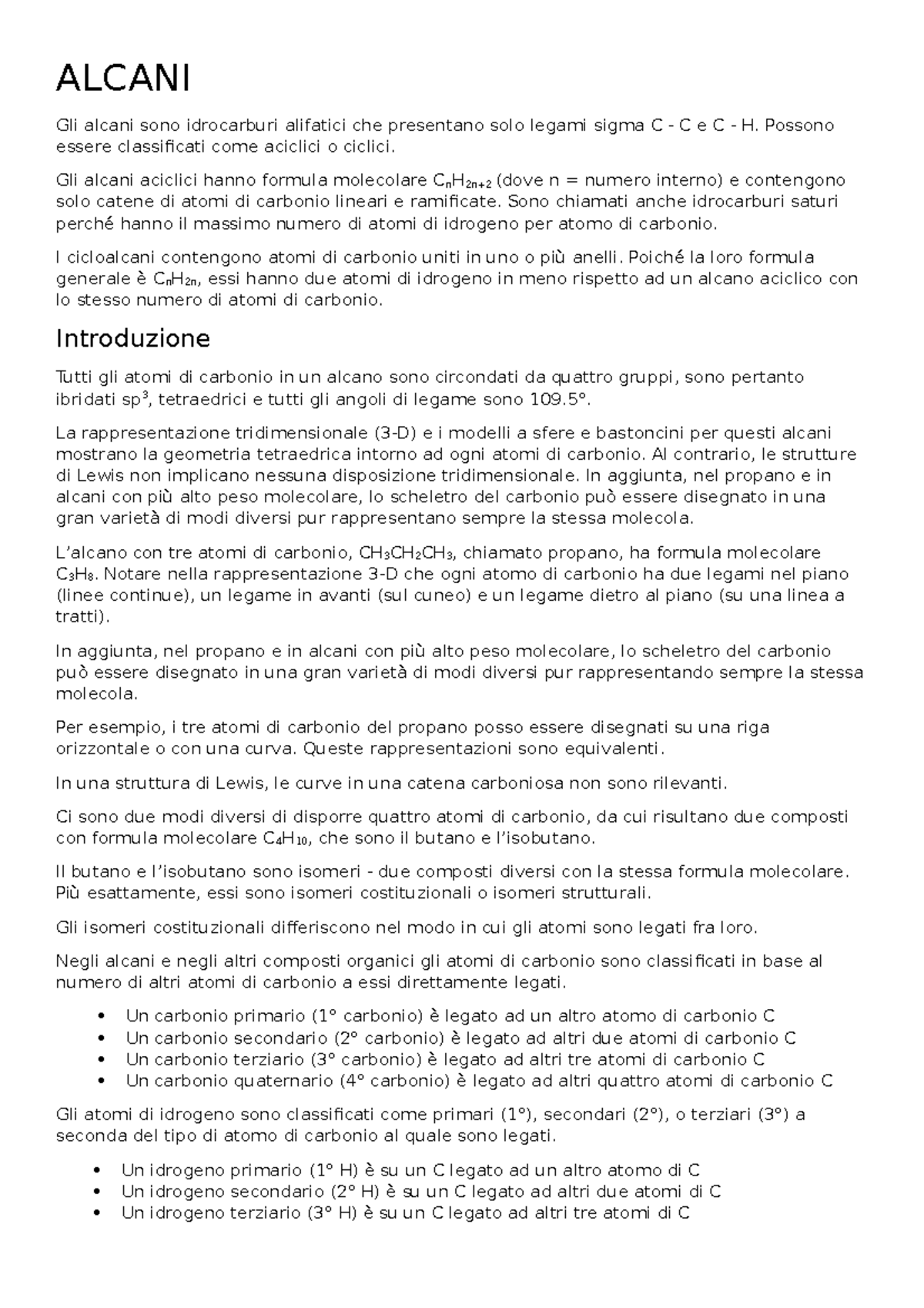 Alcani - ALCANI Gli alcani sono idrocarburi alifatici che presentano ...