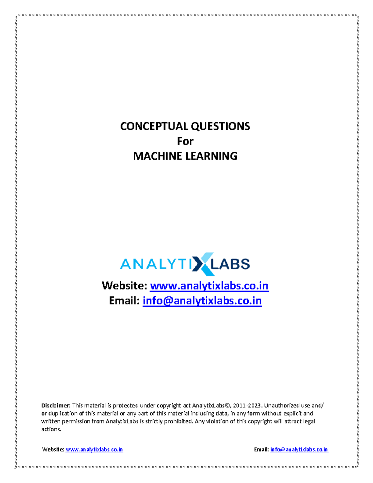 9. Machine Learning Questions - 1688814119583 - CONCEPTUAL QUESTIONS ...