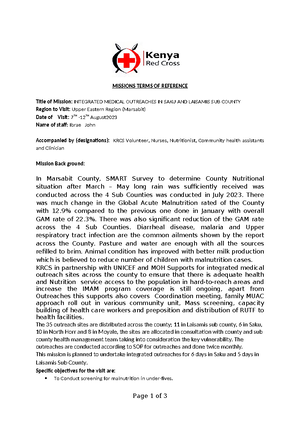 Mission Report Template 2023 - Mission report MISSION REPORT This will ...