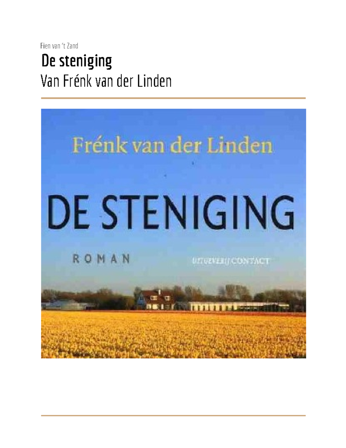 De steniging, is de schrijver een rebel? - Fien van ‘t Zand De ...