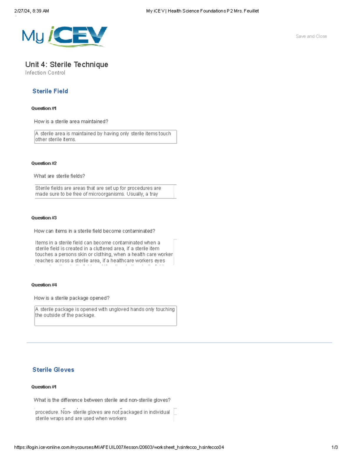 My i CEV Health Science Foundations P2 Mrs. Feuillet iu4 - 2/27/24, 8 ...