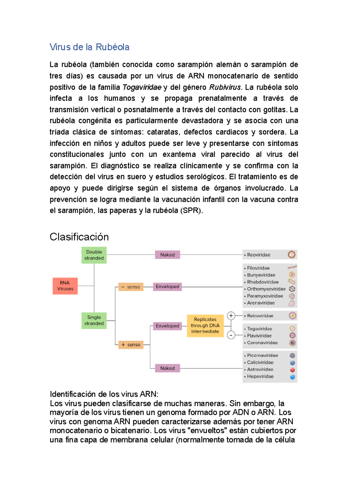 Virus de la Rubéola - Virus de la Rubéola La rubéola (también conocida como sarampión alemán o ...