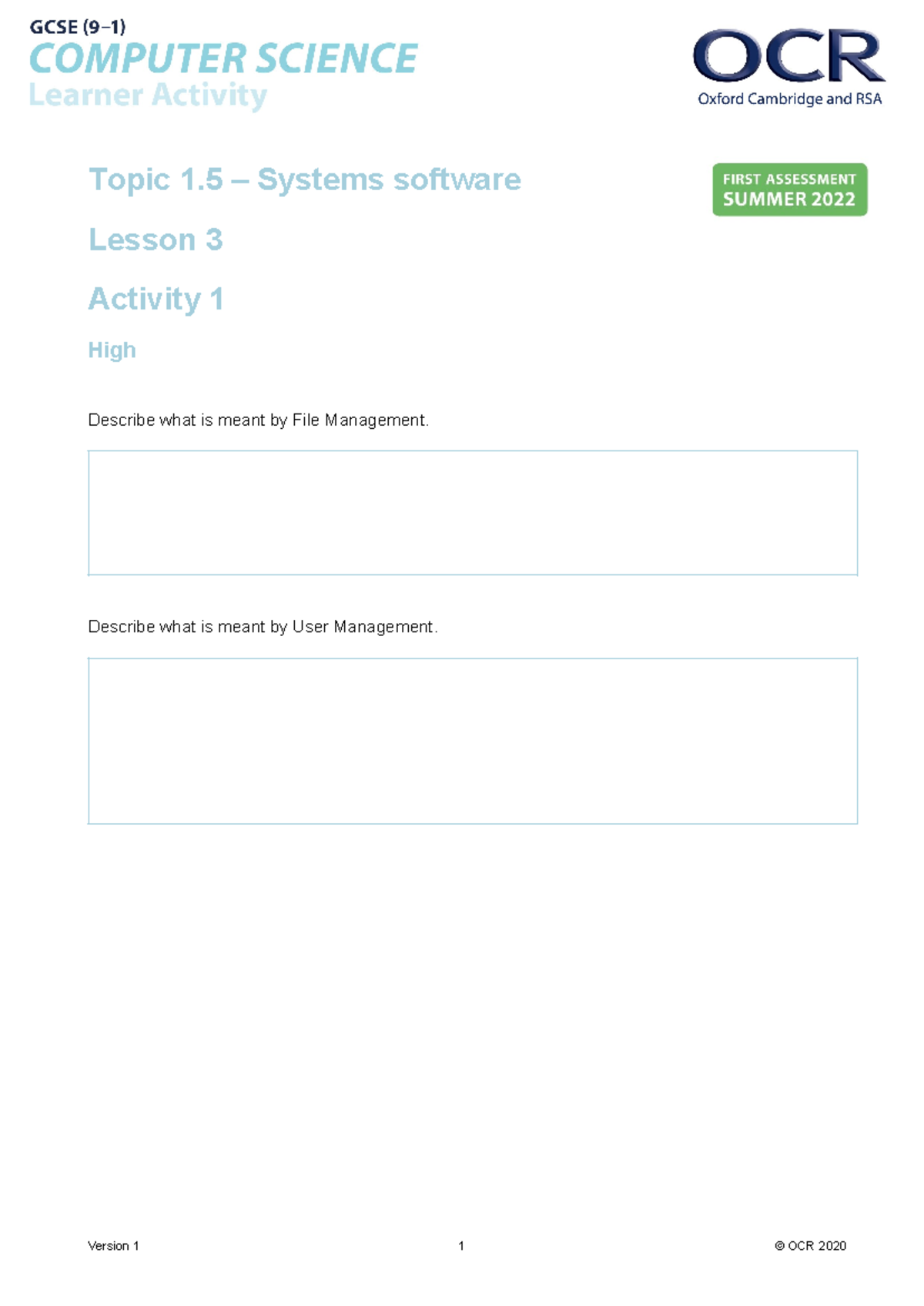 10 Systems software L3 Activity 1 v1 - Topic 1 – Systems software ...