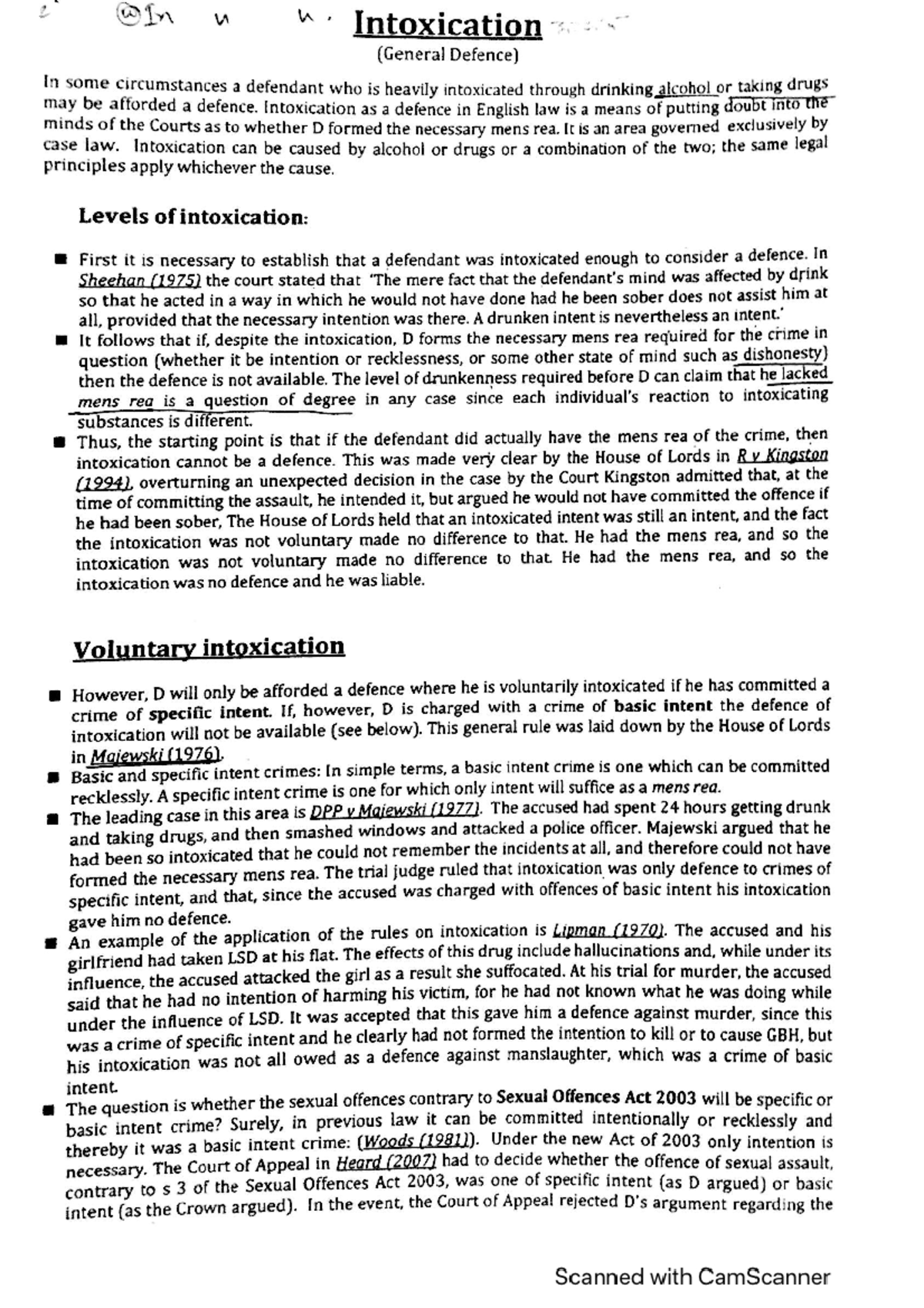 Intoxication ,Automatism Duress Mistake - 107 - Studocu