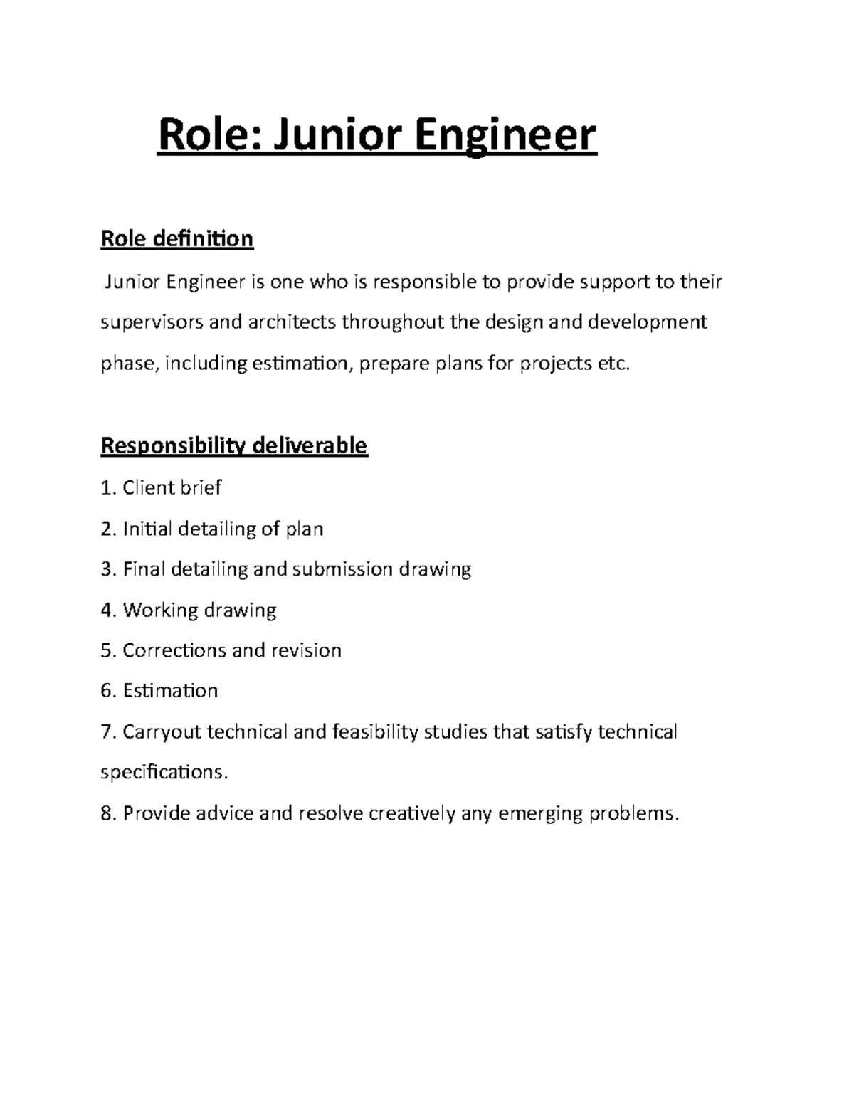 Role of Junior Engineer Civil engineering - Role: Junior Engineer Role ...