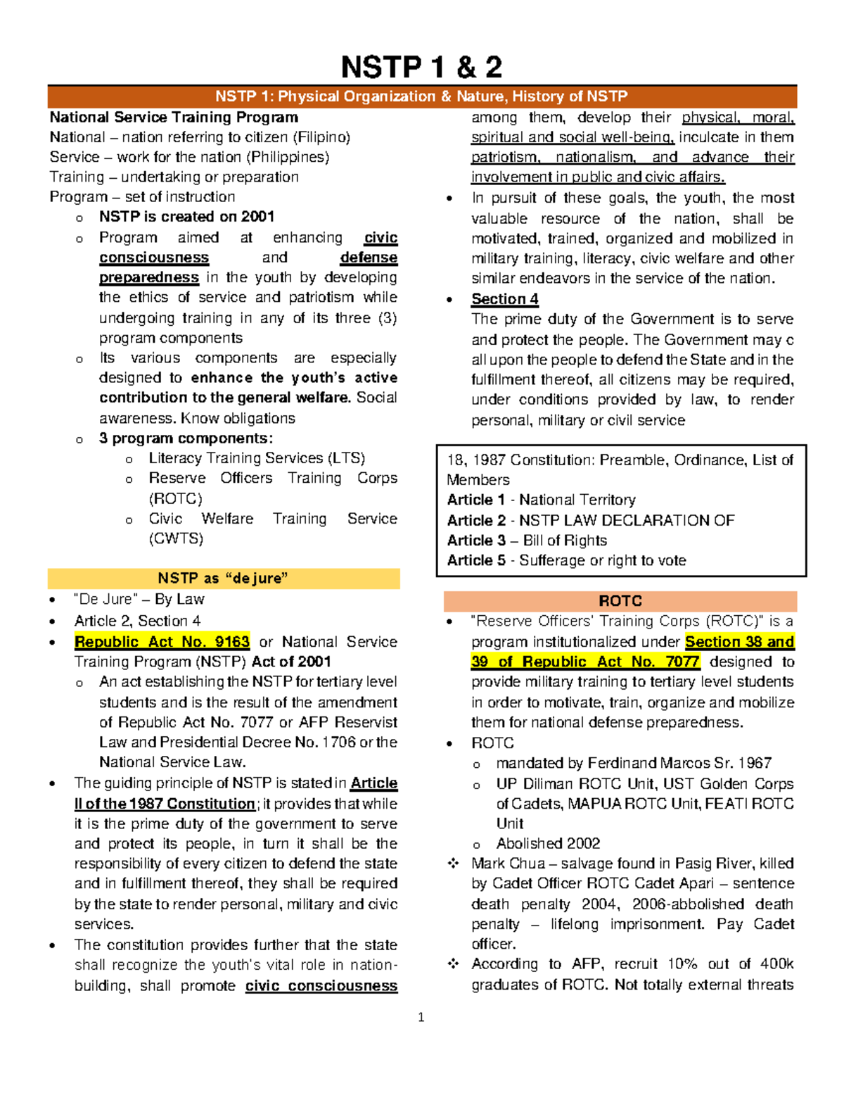 3. Transes NSTP 1 AND 2 - NSTP 1: Physical Organization & Nature ...