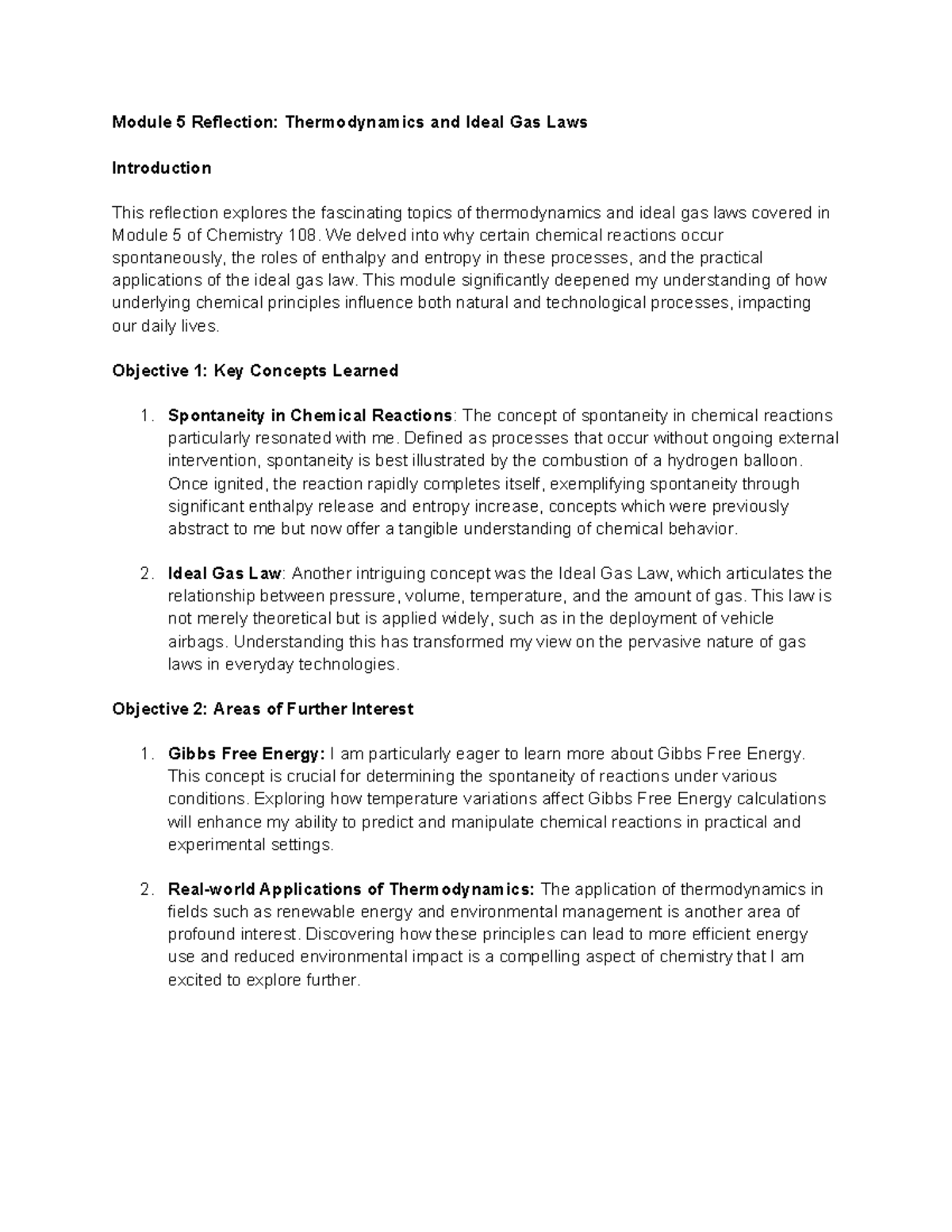 reflection 5 af;na;nfl;nawkfawf - Module 5 Reflection: Thermodynamics ...