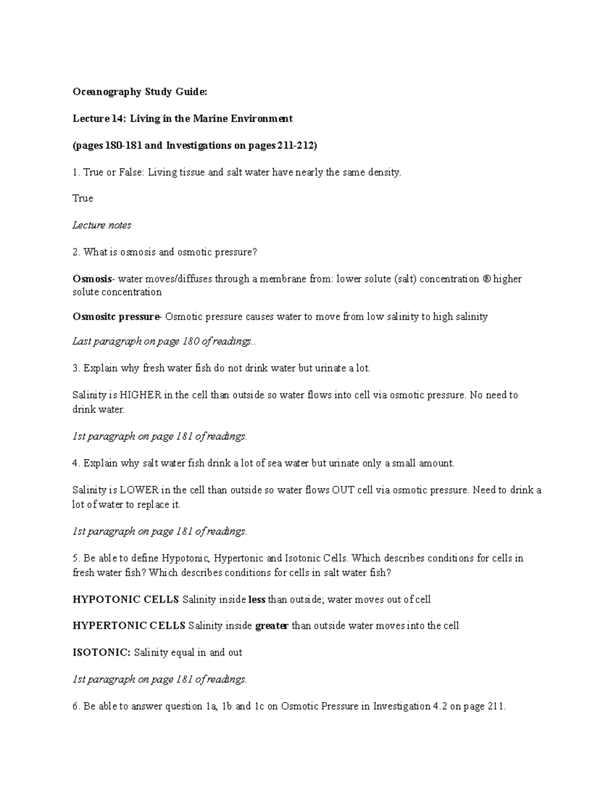 Ocean Study Guide - Got an A in class - Oceanography Study Guide ...